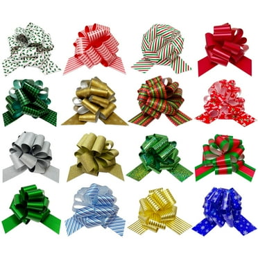 "Holiday Assorted Christmas Gift Pull Bows - 5"" Wide, Set of 9, Red ...