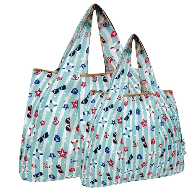 Wrapables Large & Small Foldable Tote Nylon Reusable Grocery Bags, Set ...