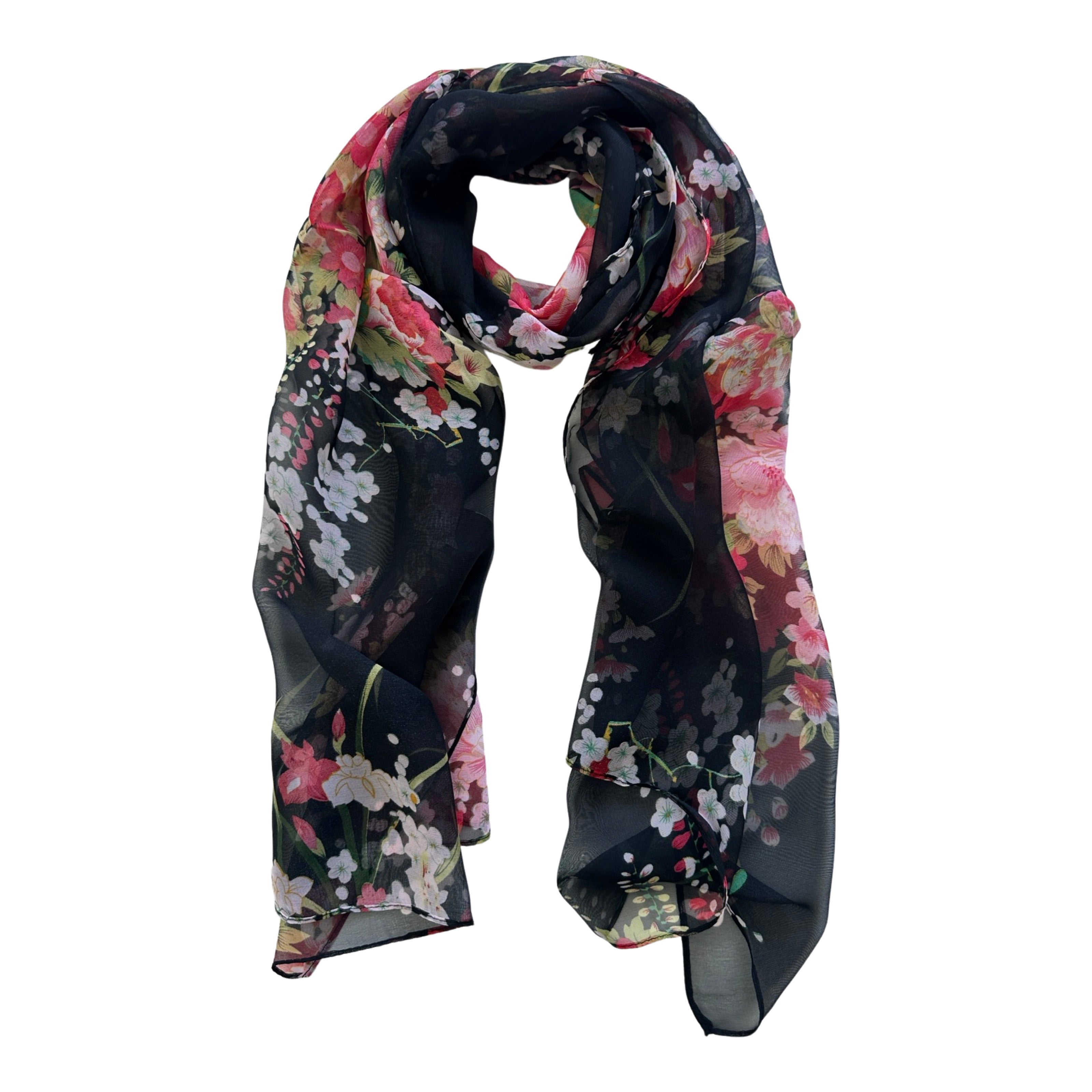 Wrapables Lightweight Sheer Silky Feeling Georgette Scarf, Bouquet on ...