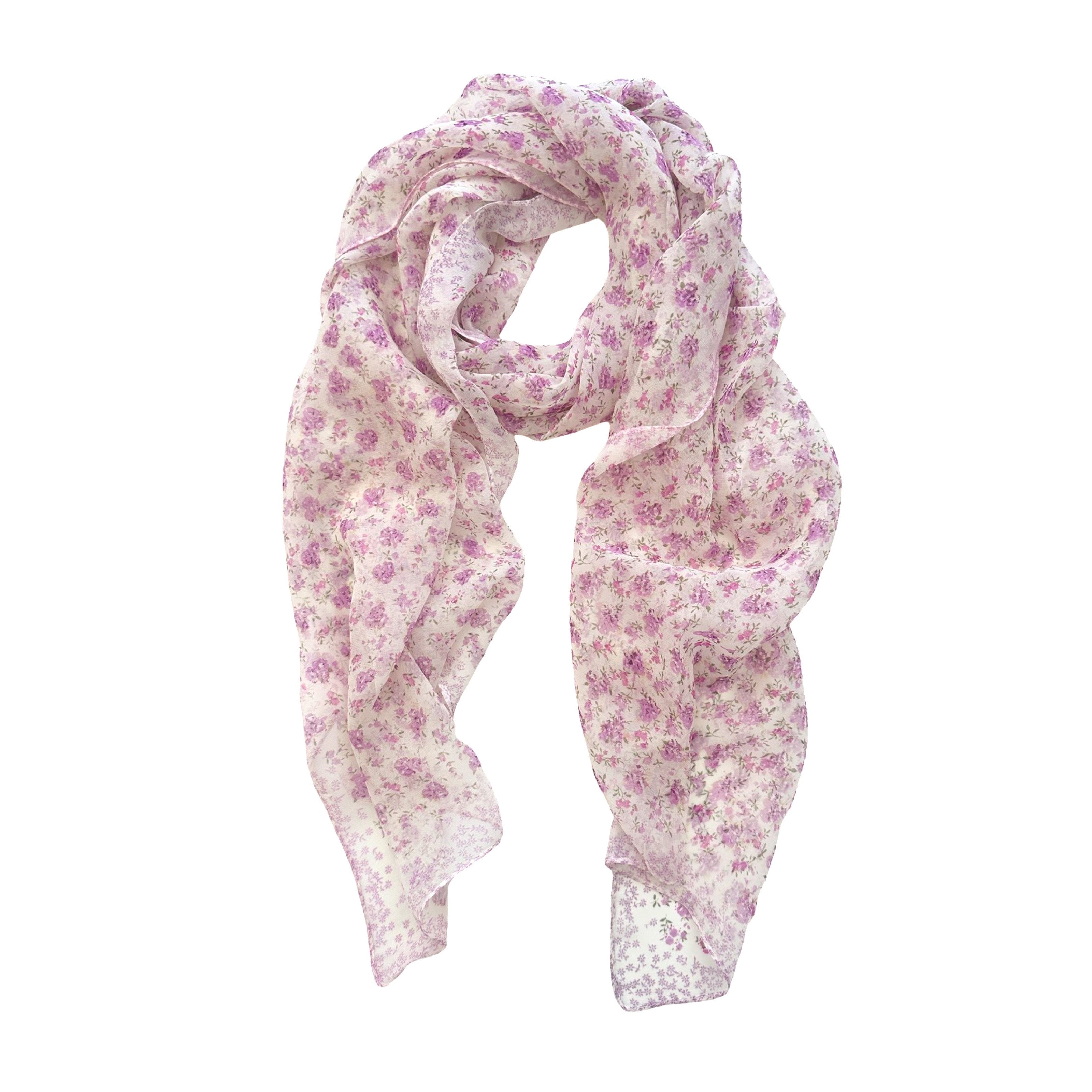 Wrapables Lightweight Sheer Silky Feeling Georgette Scarf, Florets on ...