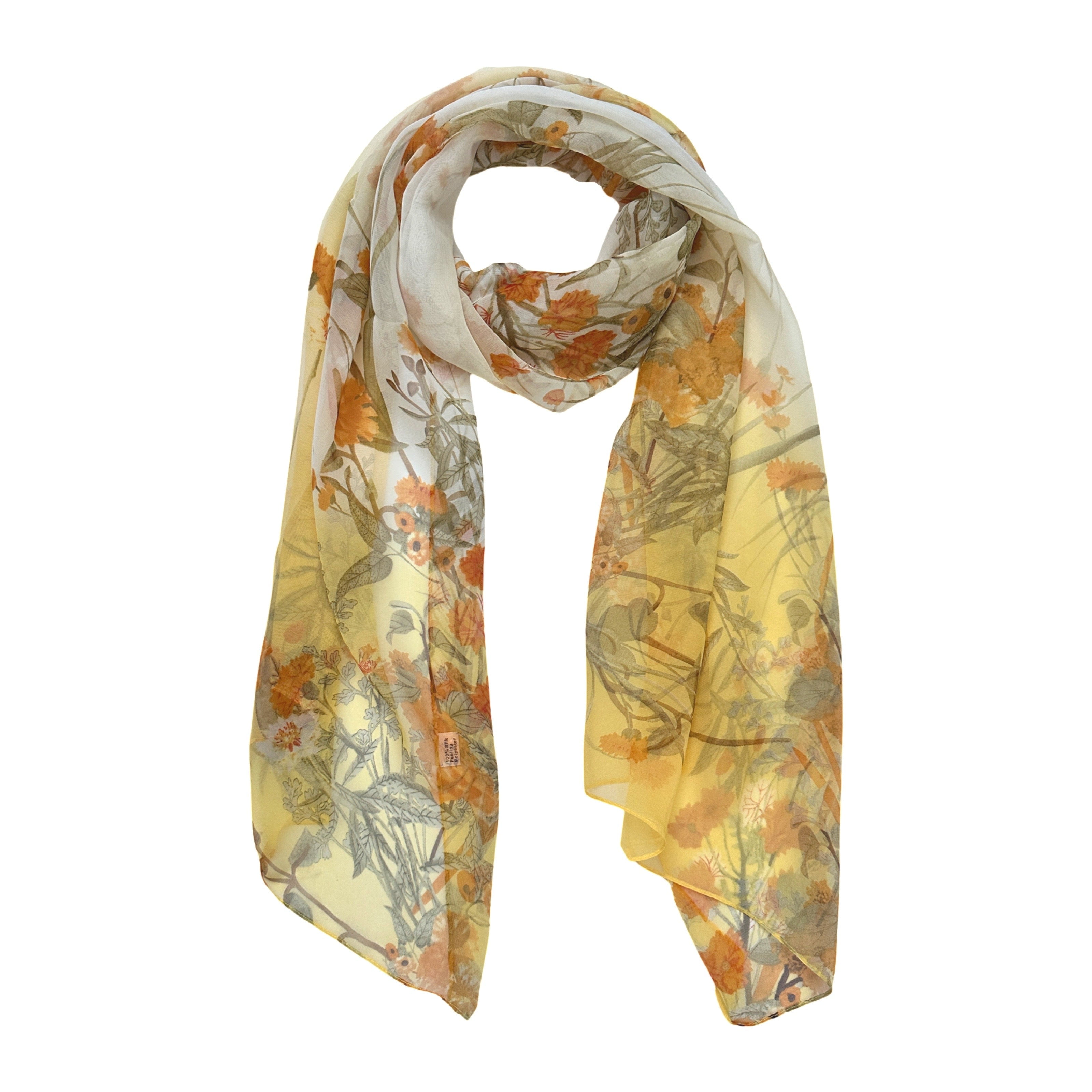 Wrapables Lightweight Sheer Silky Feeling Georgette Scarf, Yellow ...
