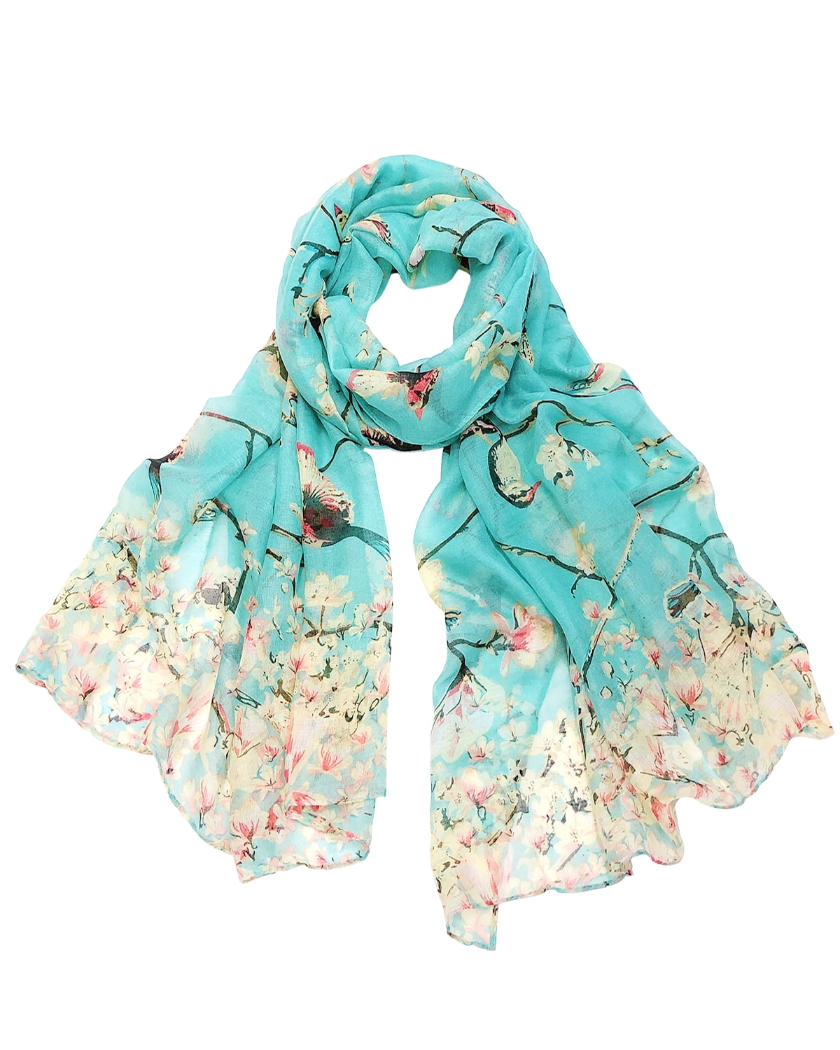 Wrapables Lightweight Vintage Floral Bird Print Long Scarf Wrap, Light ...