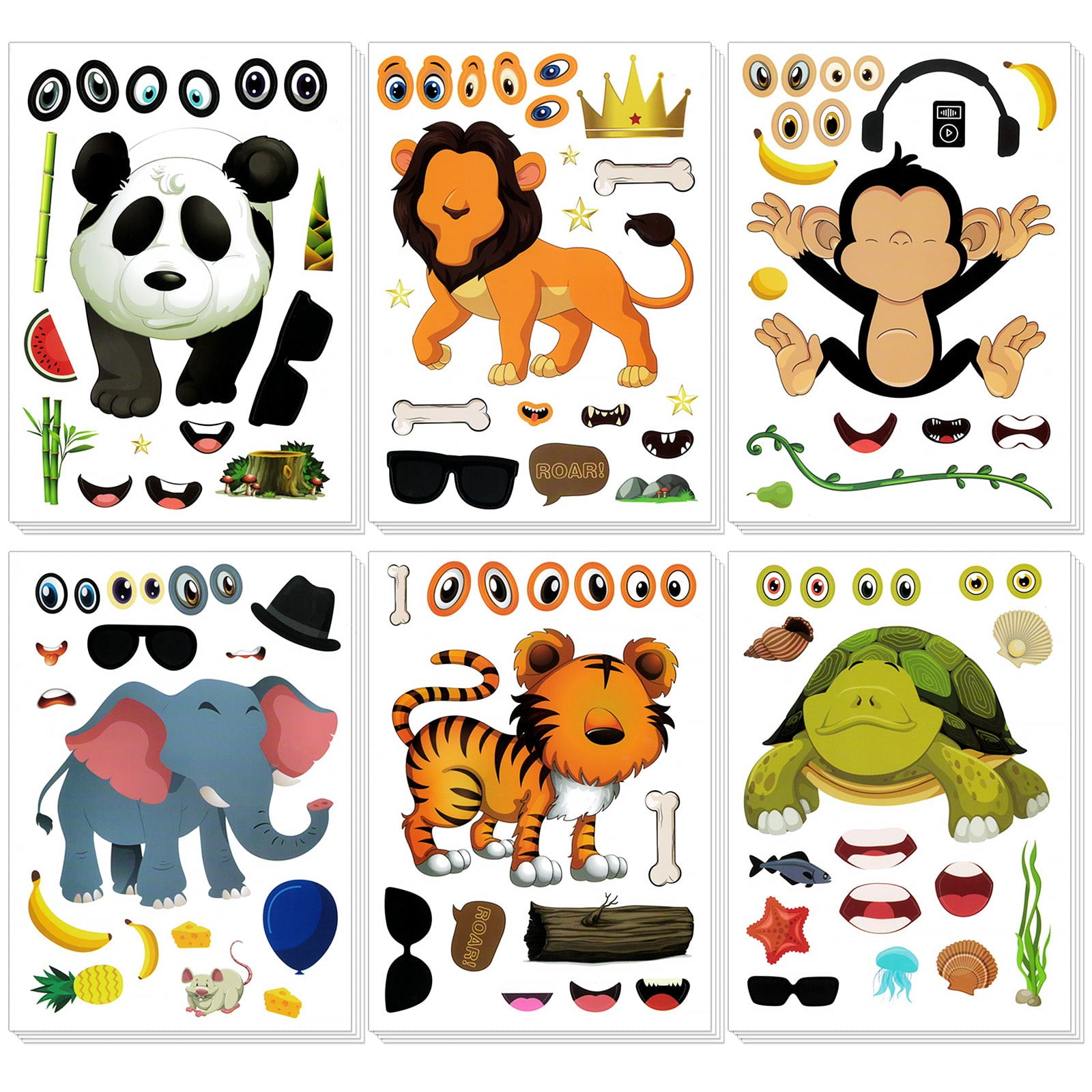 Wrapables Make Your Own Sticker Sheets, DIY Make a Face Animal, Food ...