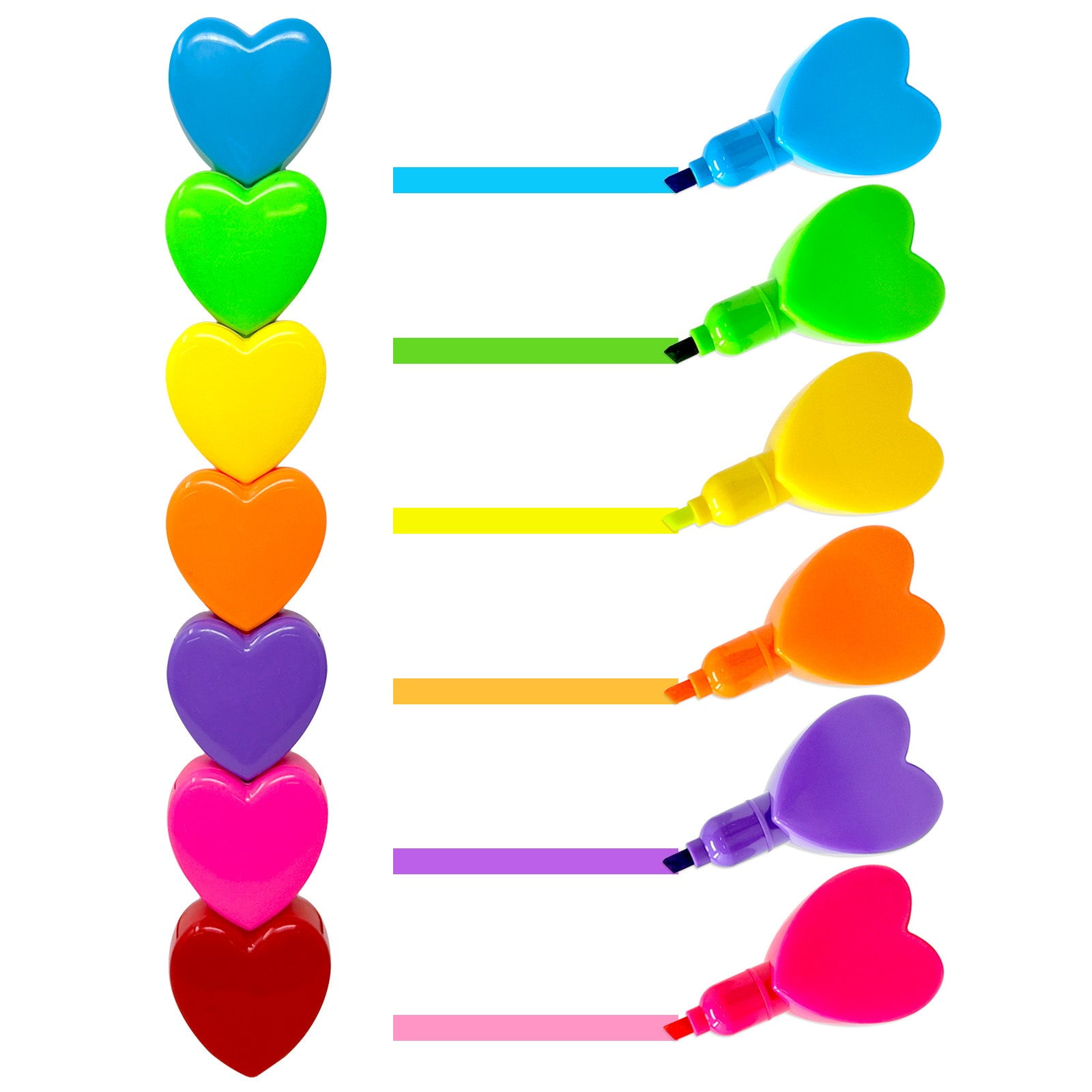 Wrapables Mini Stackable Highlighters, Cute Multi-color Markers, Hearts ...