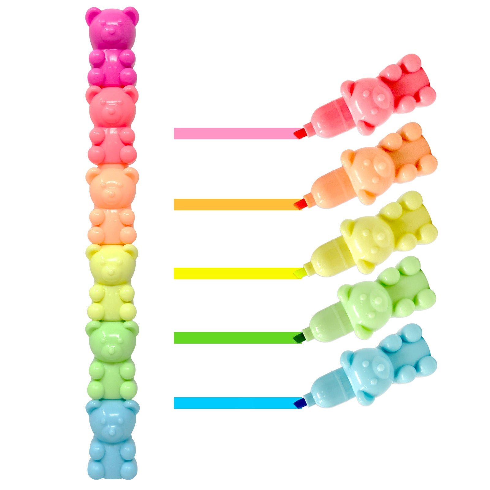 Wrapables Mini Stackable Highlighters, Cute Multi-color Markers, Teddy ...