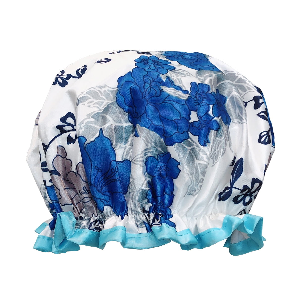 Wrapables Reusable Women's Waterproof Shower Caps for Long Hair, Blue ...