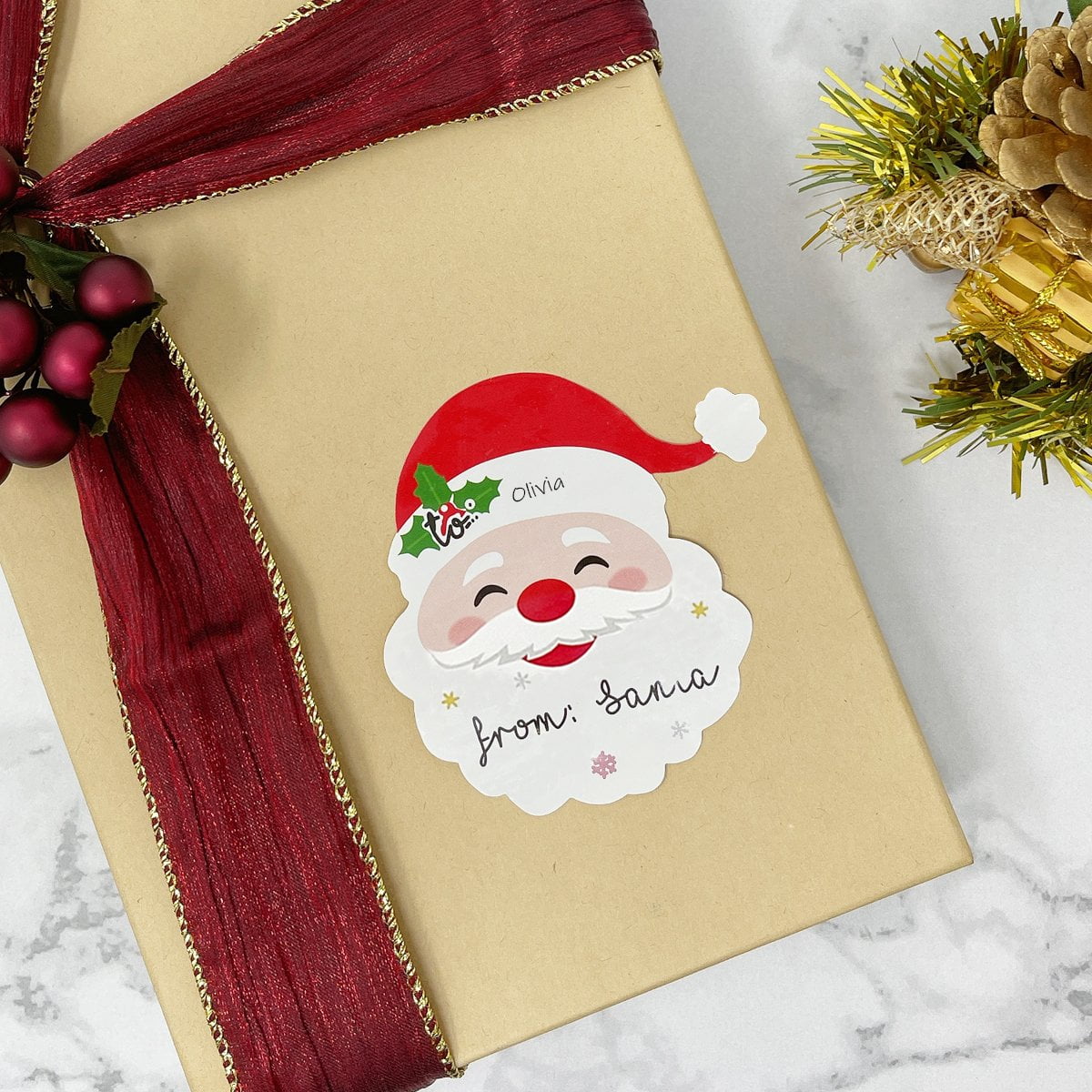 Wrapables Santa Claus Sticker Labels, Christmas Holiday Name Tags for ...
