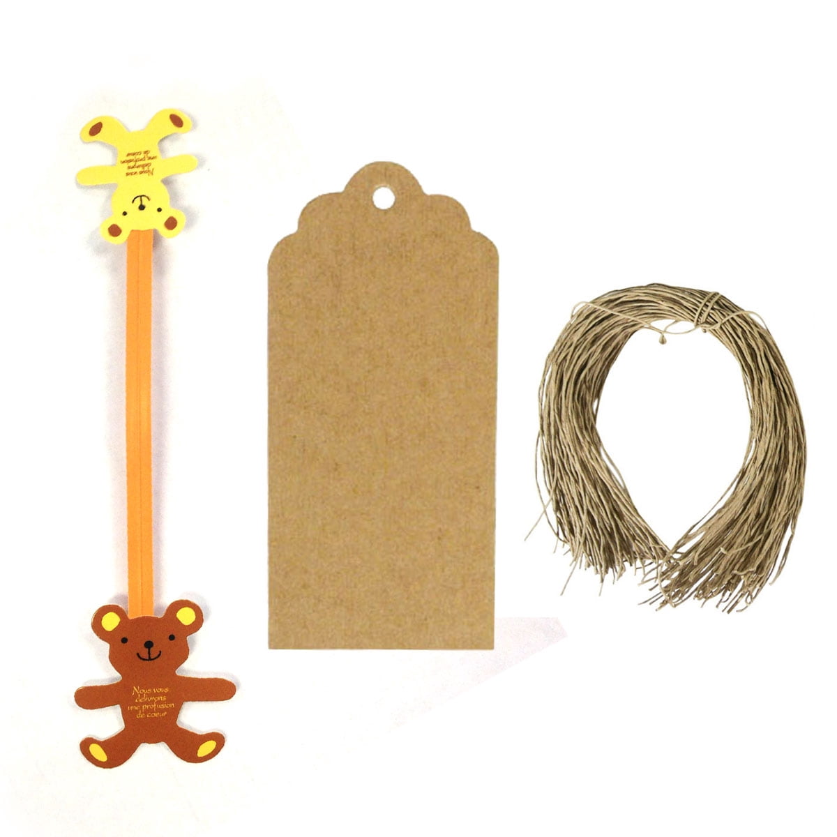 Wrapables® Set of 50 Teddy Bear Twist Ties with 20 Scalloped Gift Tags ...