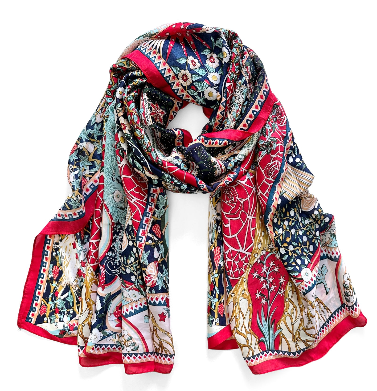 Wrapables Silk Like Satin Polyester Large Scarf Wrap, Poetic Nature ...