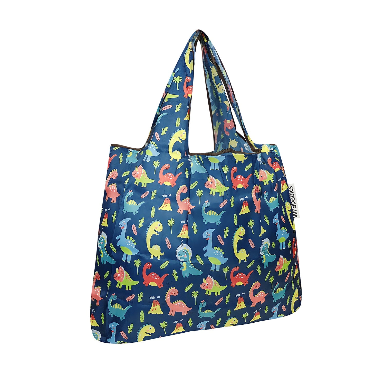 Wrapables Small Foldable Tote Nylon Reusable Grocery Bags, Dinosaurs ...
