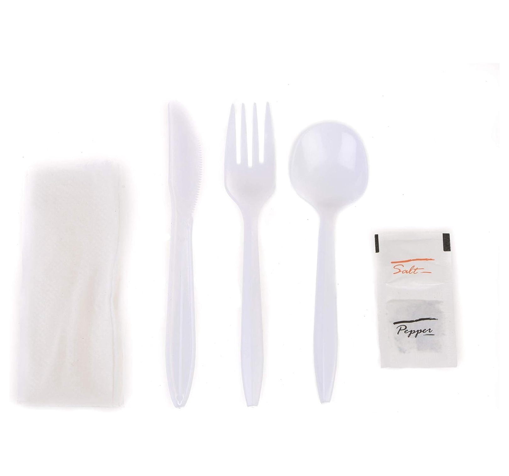 Wrapped Cutlery Kit 6 in 1 - Fork/Spoon/Knife/Napkin/Salt/Pepper ...