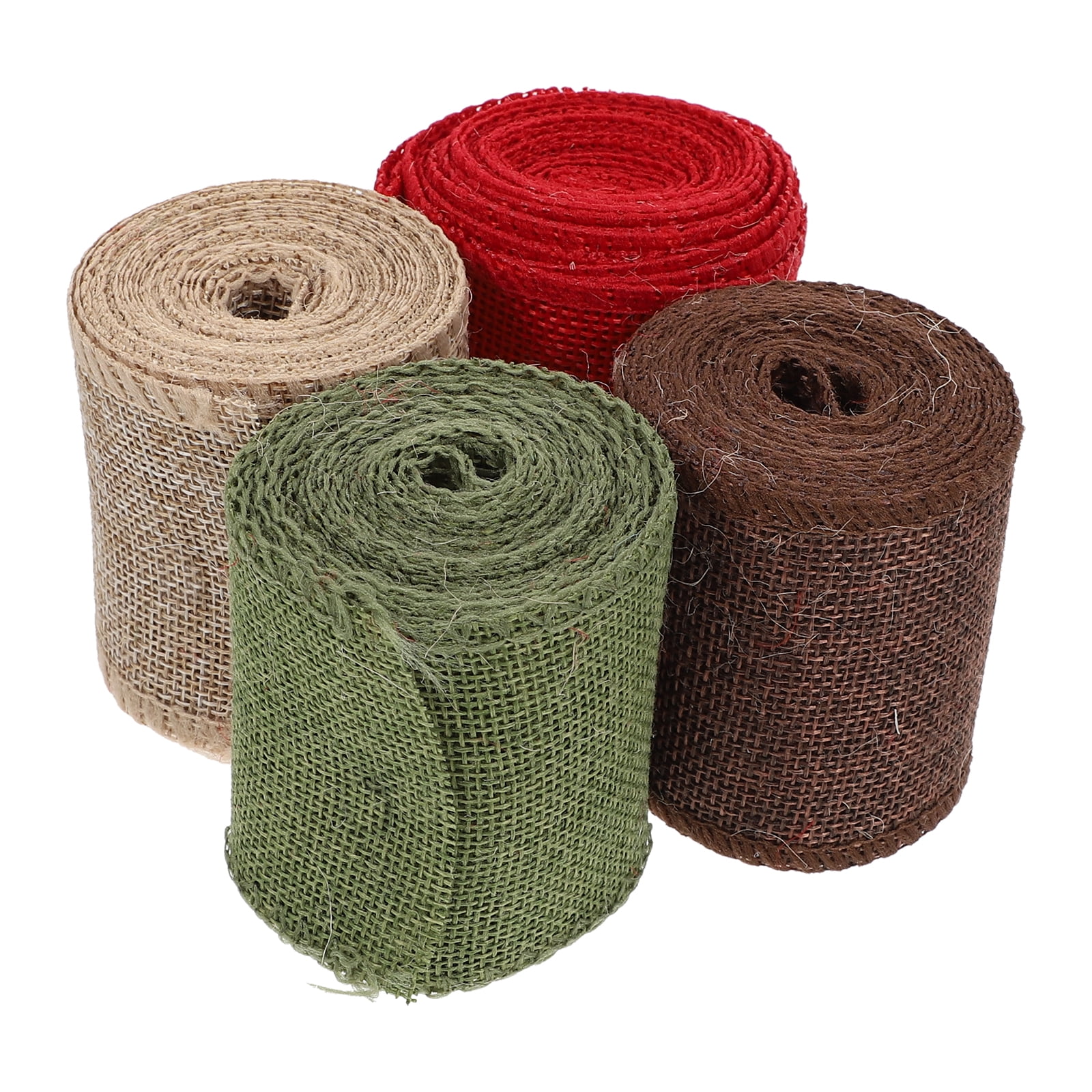Wrapping Burlap Ribbon Christmas 4 Rolls Linen Webbing Flowers Strap ...