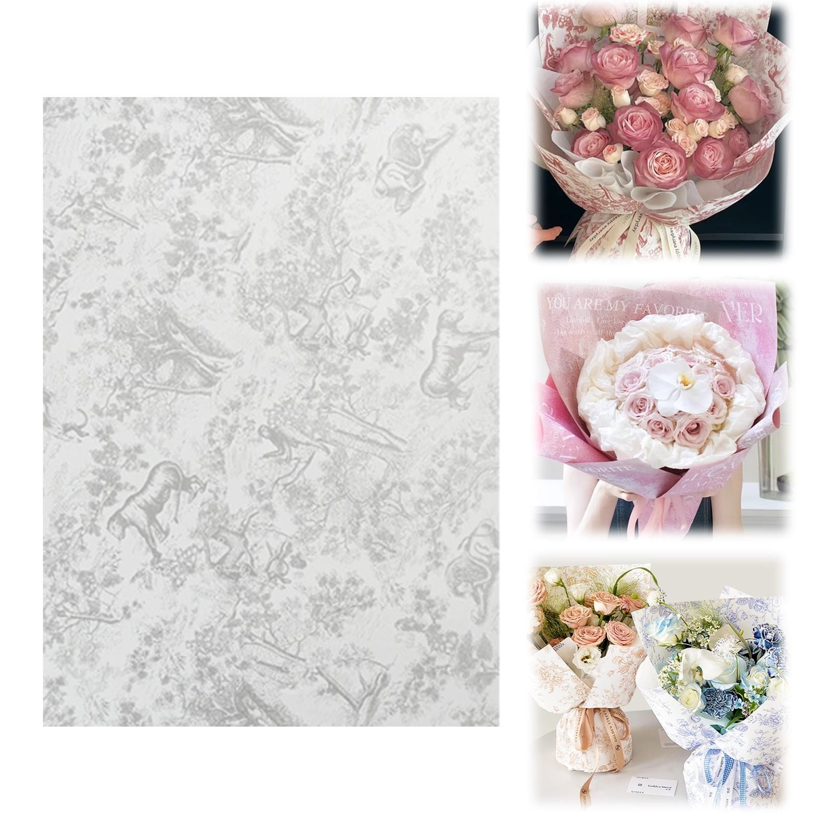 Wrapping Paper Clearance! Floral Wrapping Paper Mini Roll White Flowers ...