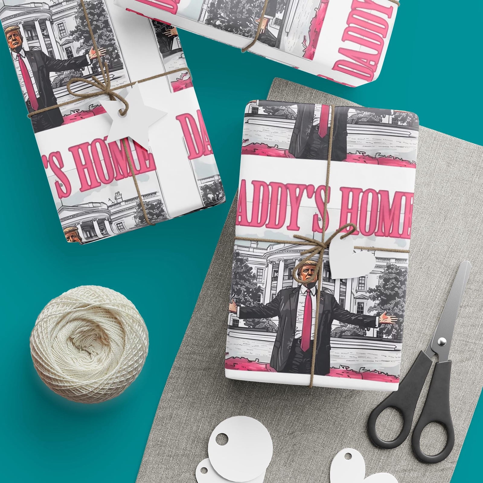 Wrapping Paper, Funny Trump's Daddy's Home 2024 Holiday Gift Wrap, Gag ...