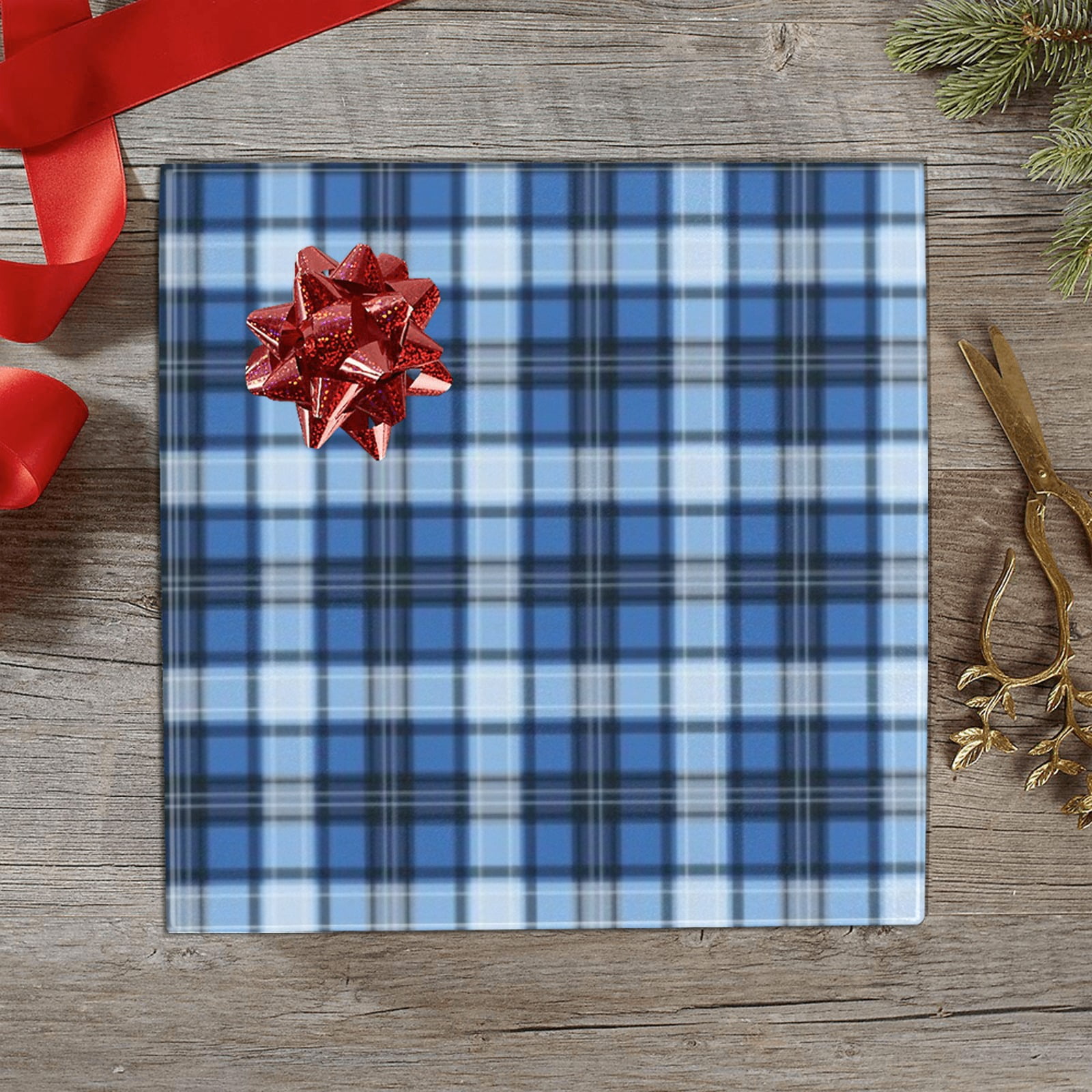 Wrapping Paper Gift Wrap – Blue Plaid – 1, 2, 3, 4 or 5 Rolls (1 Roll ...