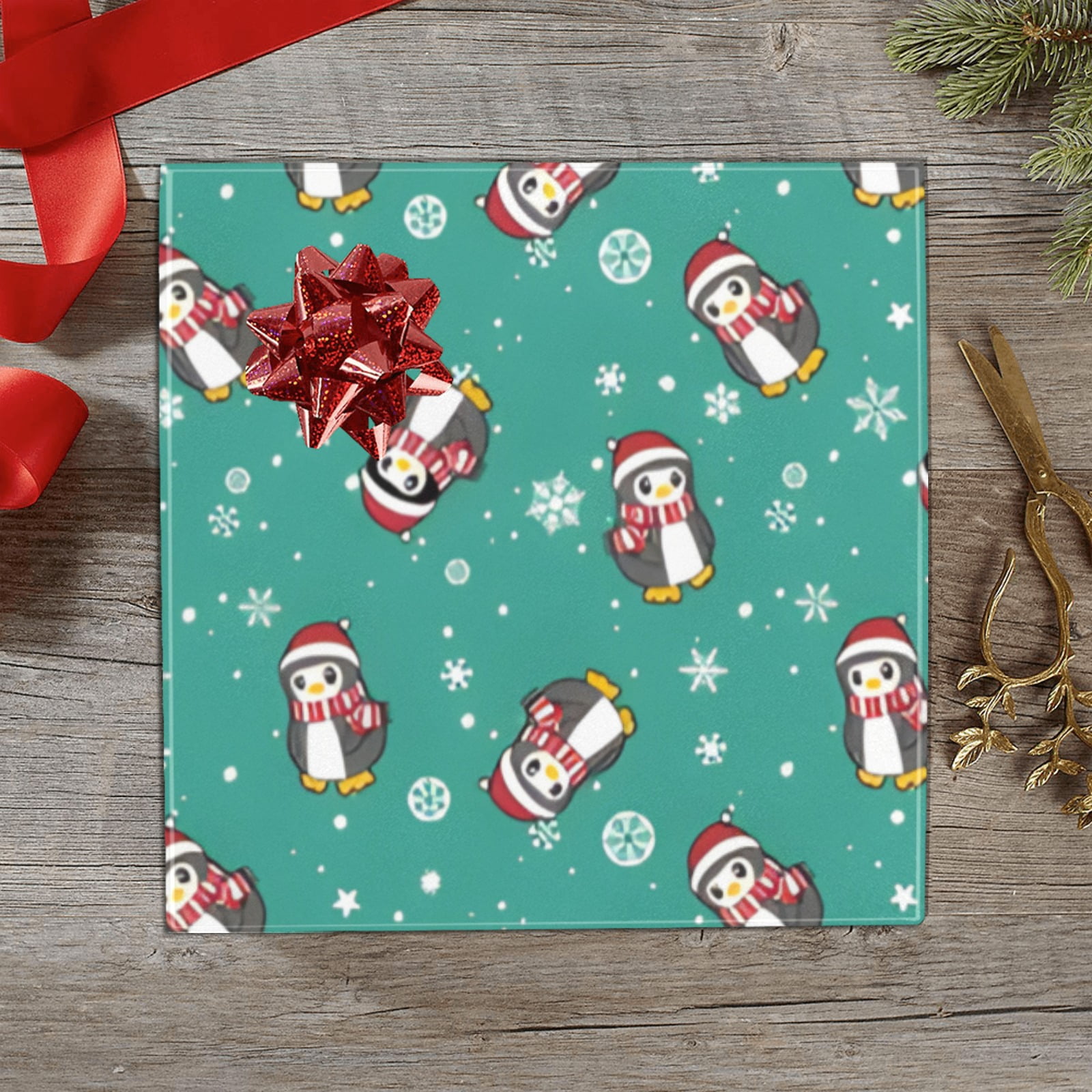 Wrapping Paper Gift Wrap – Holiday Penguin – 1, 2, 3, 4 or 5 Rolls (5 ...