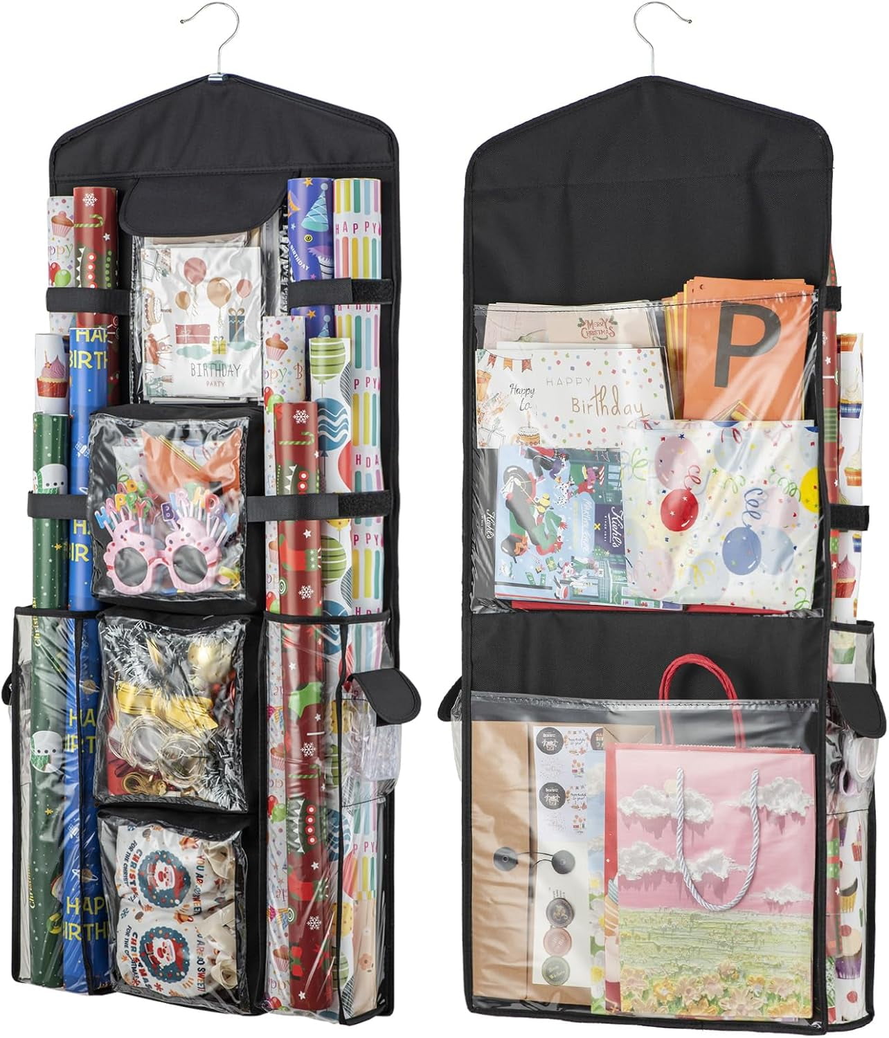 Wrapping Paper Organizer - Hanging Gift Wrap Storage Container, Double ...