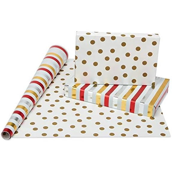 Wrapping Paper Rolls for Christmas or Any Occasion, Metallic Gold and ...