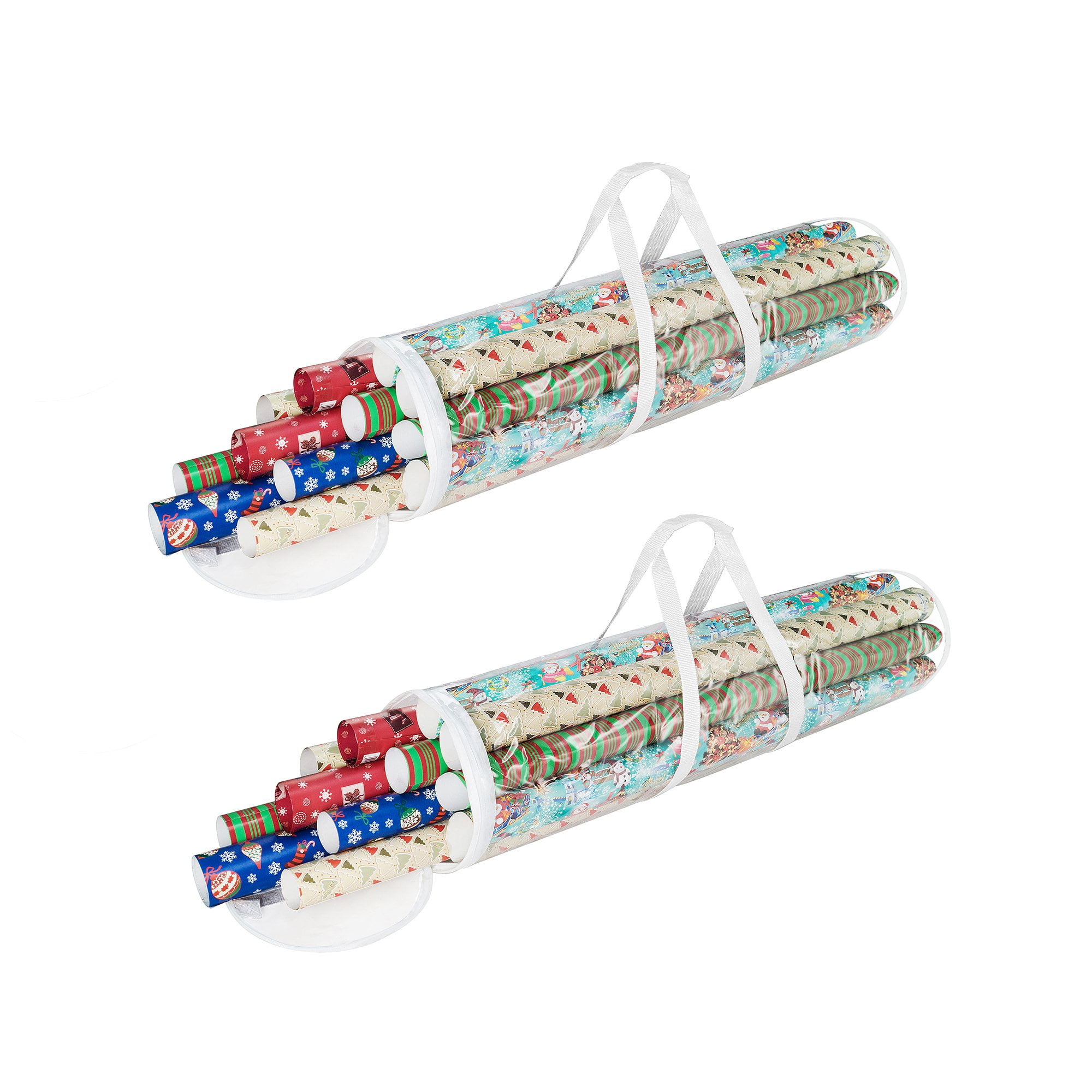 Wrapping Paper Storage Bags - Set of 2 Clear Totes with Handles for ...