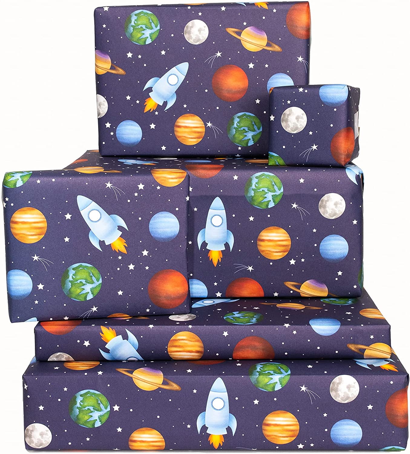 Central 23 Birthday Gift Wrapping Paper for Little Boys - Blue Space ...