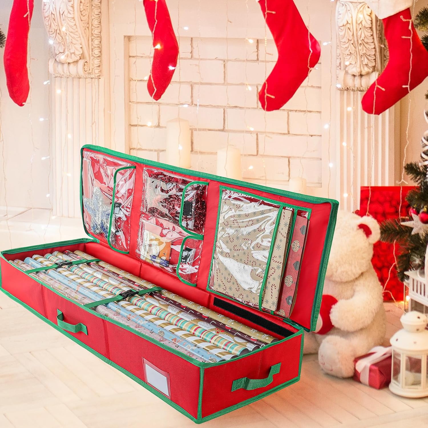 Wrapping Storage Organizer with Flexible Partitions and 3 Pockets, Fits ...