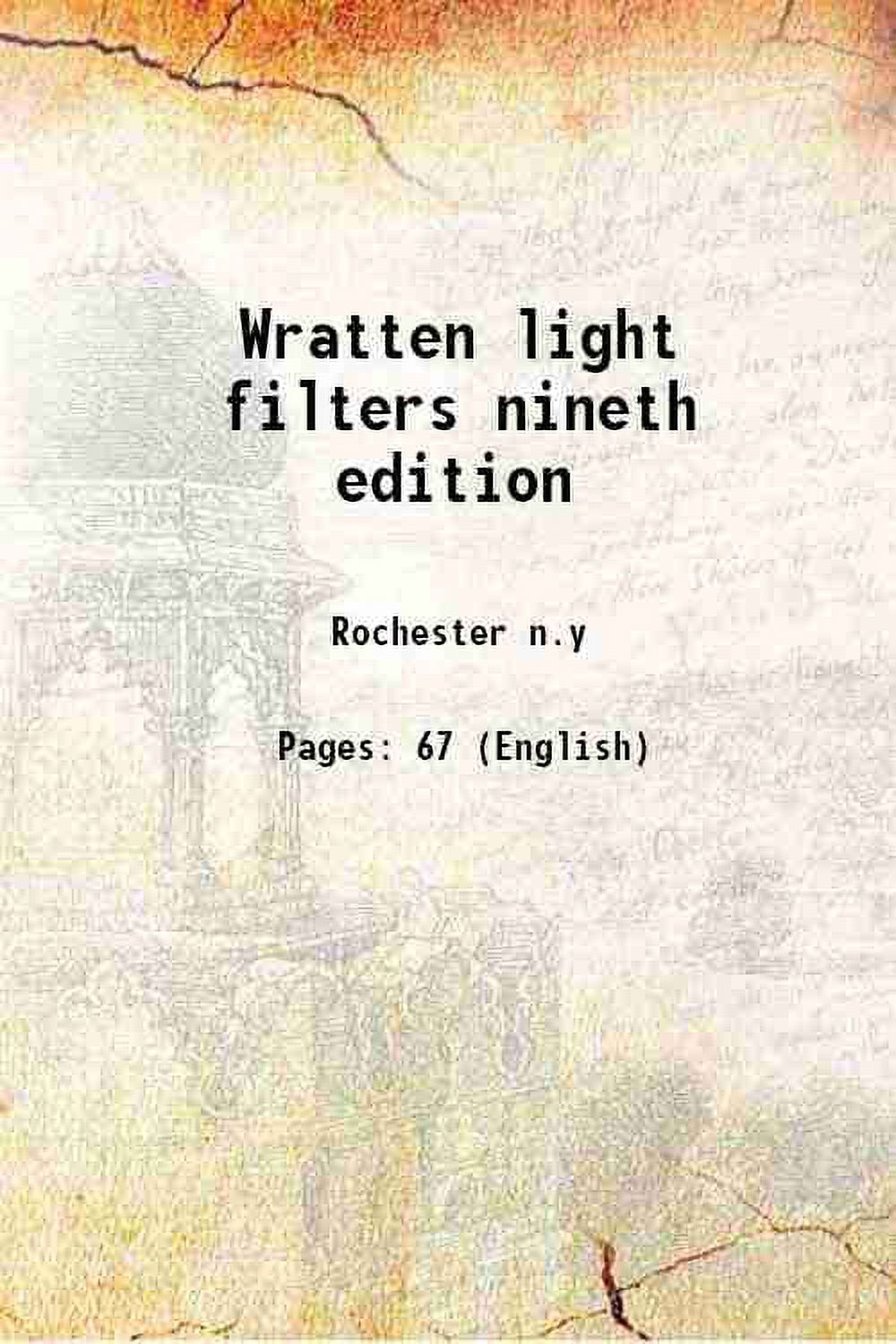 Wratten light filters nineth edition 1928 [Hardcover] - Walmart.com