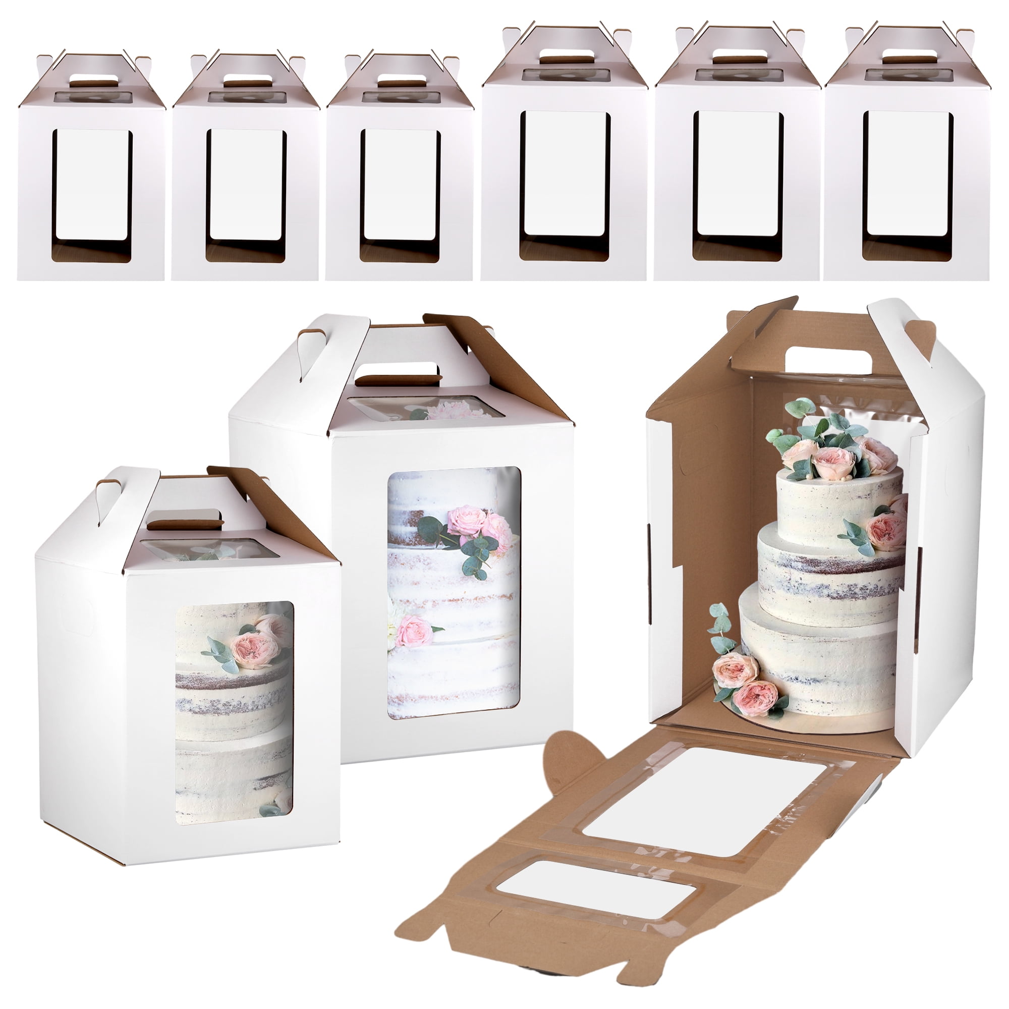 Wrea Cardboard Cake Container Set, 6 Tall Boxes with Window, 10x10x12 & 12x12x14 Inch - Walmart.com