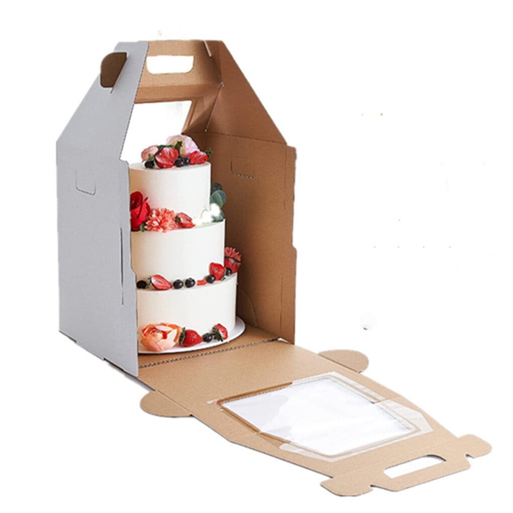 Wrea Set of 6 Tall Cake Boxes with Window, Large Tiered 2 Sizes ...