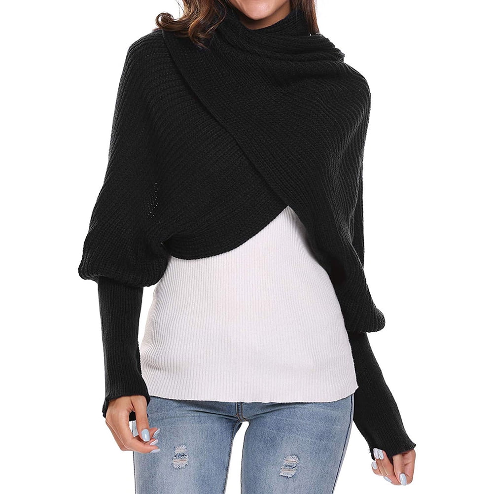 Wrea Women Multifunctional Scarf Cape Shawl Winter Fashion Warm Crochet ...