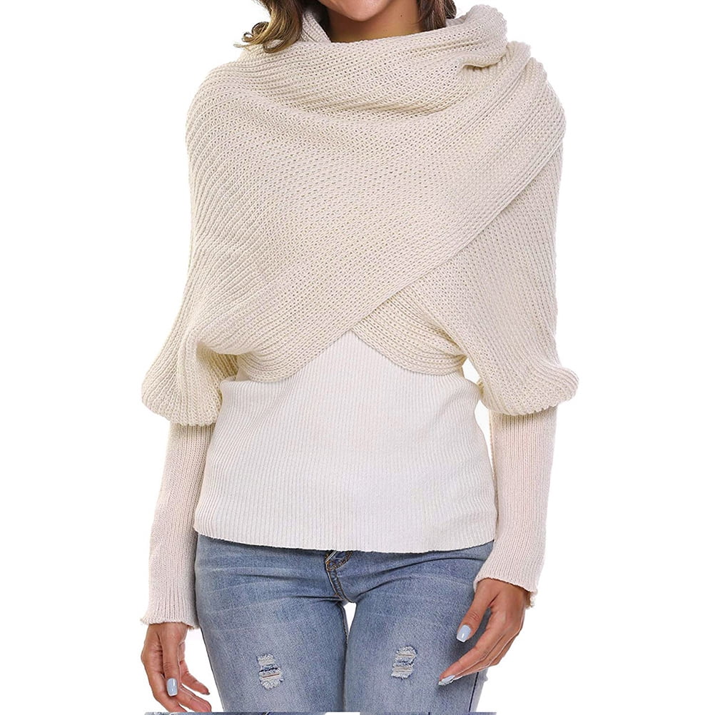 Wrea Women Multifunctional Scarf Cape Shawl Winter Fashion Warm Crochet ...