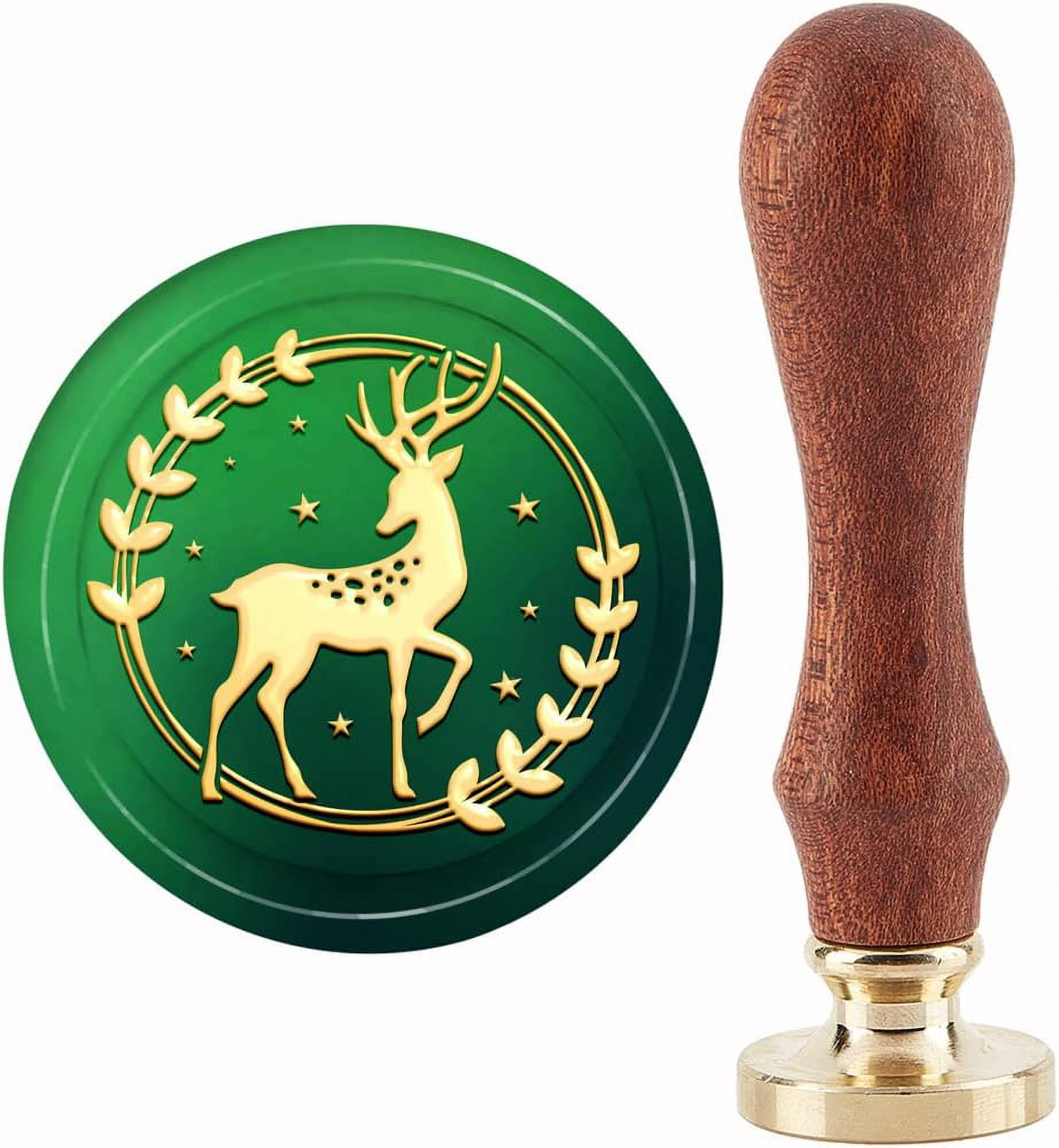Wreath Deer Vintage Wax Seal Stamp 30mm Retro Removable Brass Stamp ...