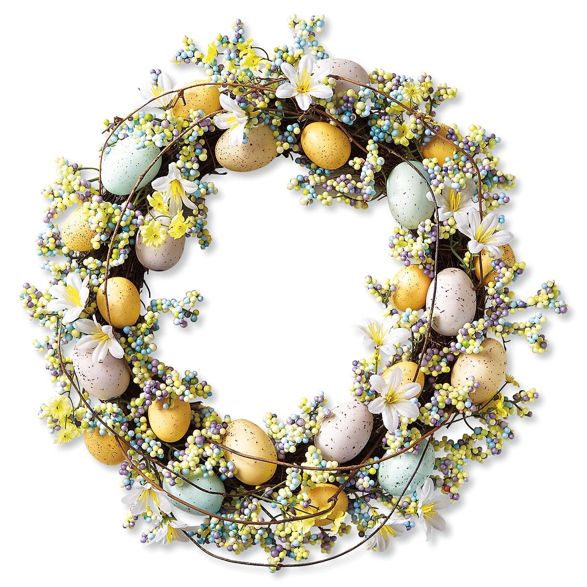 "Front Door Easter Wreath - Large 17"" Handmade Wreath with Faux Pastel ...