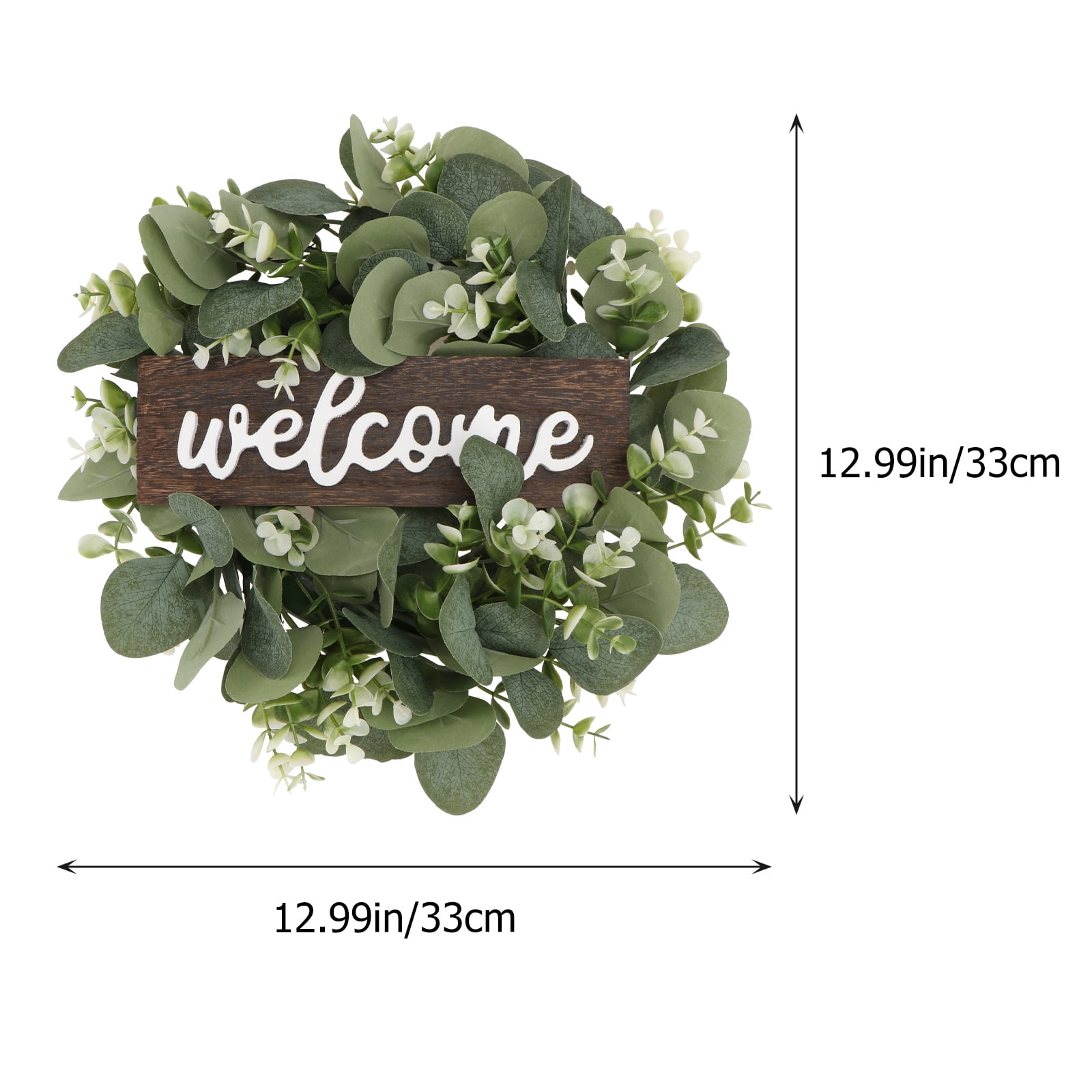 Wreath Eucalyptus Door Welcome Farmhouse Greenery Garland Sign Spring ...