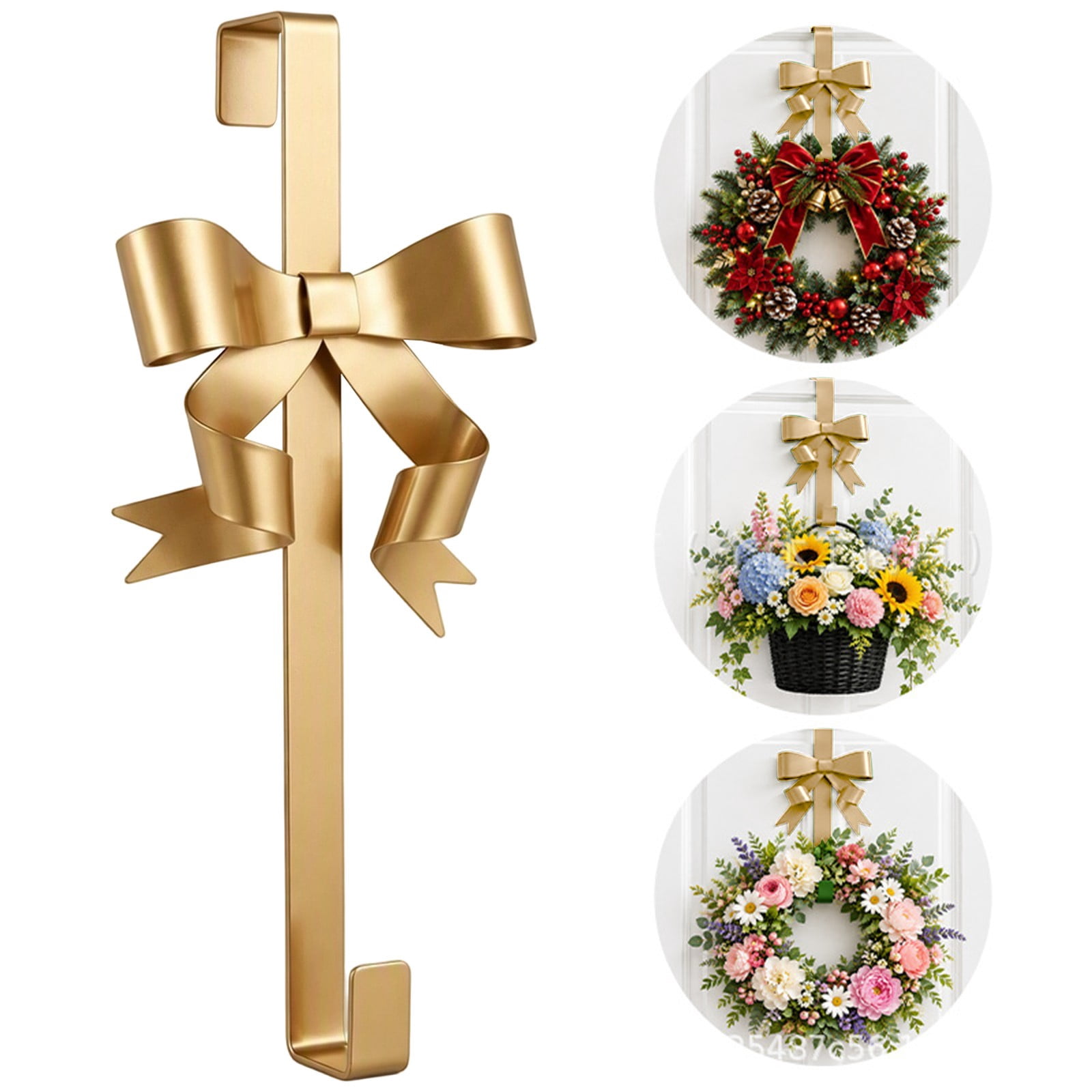 Wreath Hanger For Front Door, 12 Inch Metal Over The Door Wreath Hook ...
