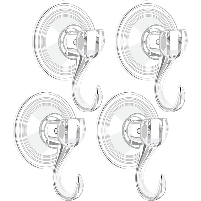 Wreath Hanger Suction Cup Hooks Reusable, 4 Pack Large Clear Heavy Duty ...