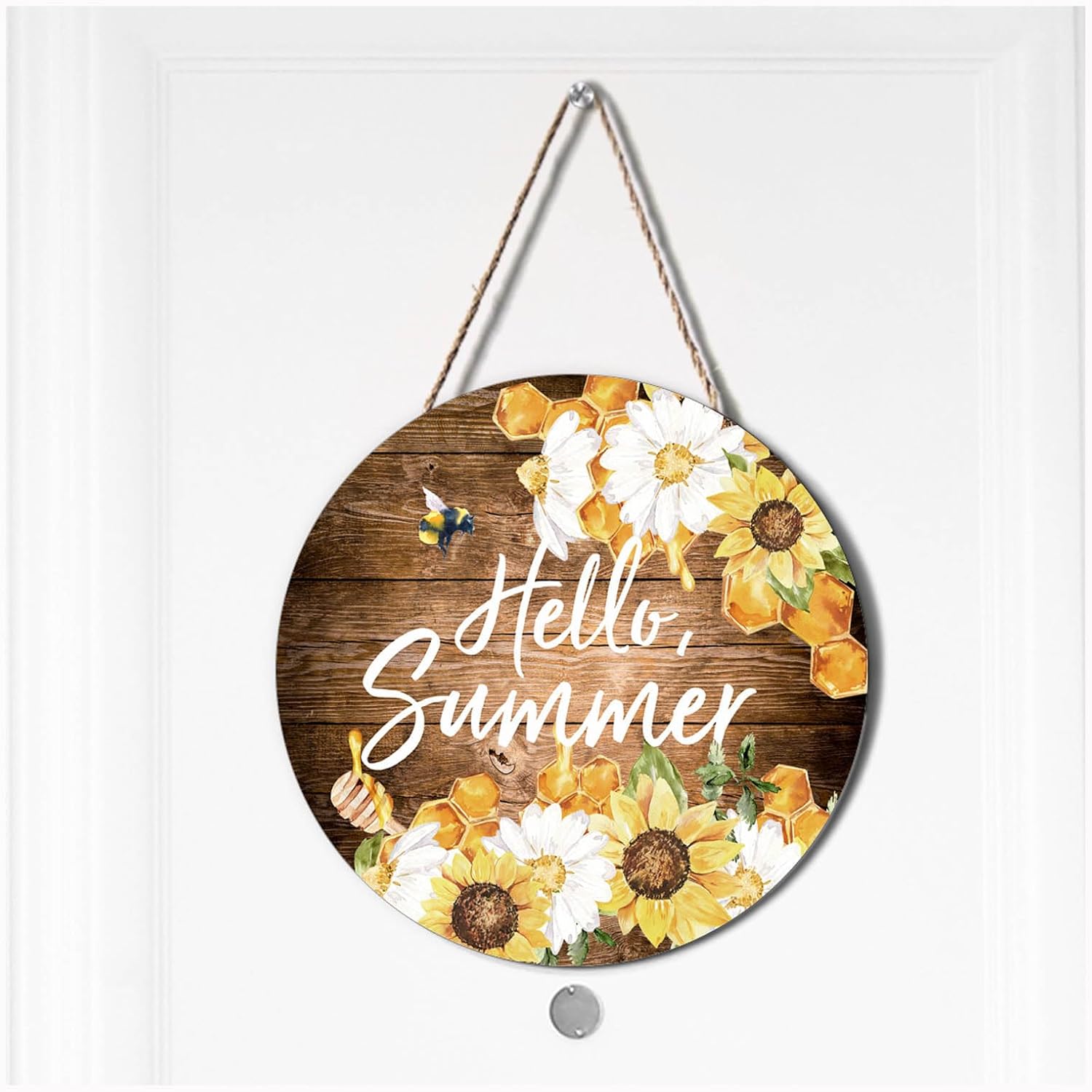 Wreath Hangers For Front Door Welcome Hello Summer Sign, Sunflowers ...
