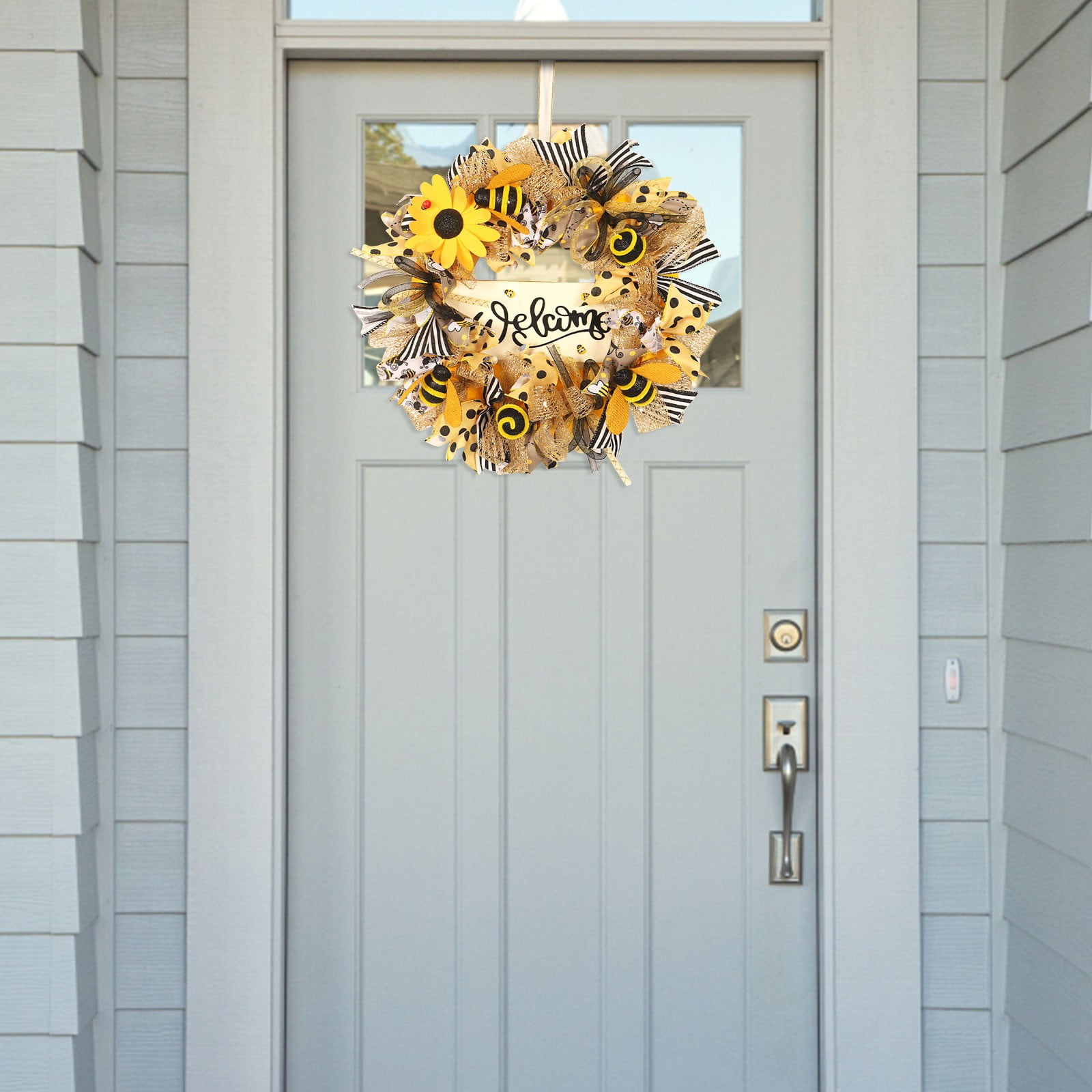 Wreath Home Brand Burlap Door Wreath Welcome Colorful Summer Wreath ...