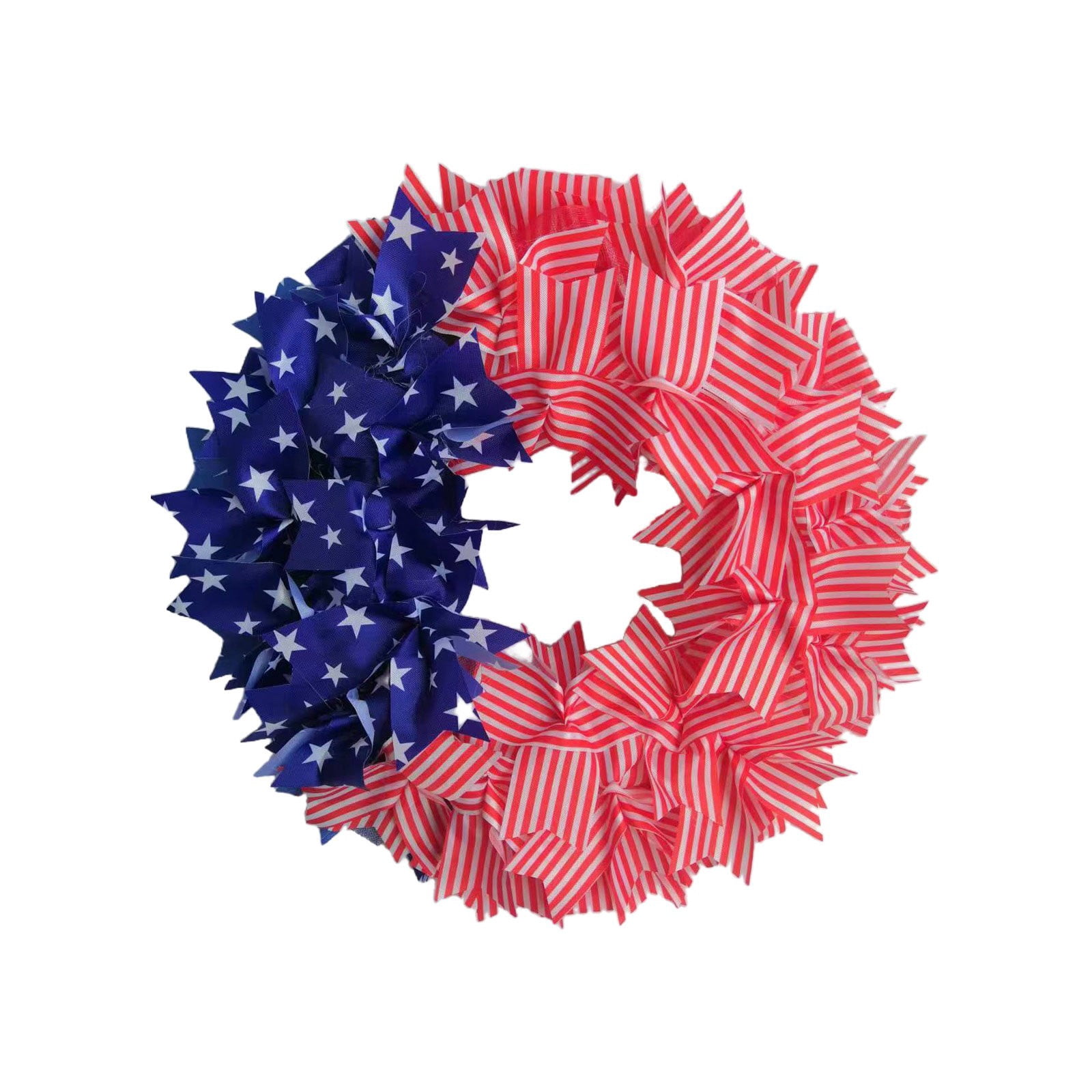 Wreath - Home Brand - Patriotic Red White Blue Flowers Wreath For Front ...