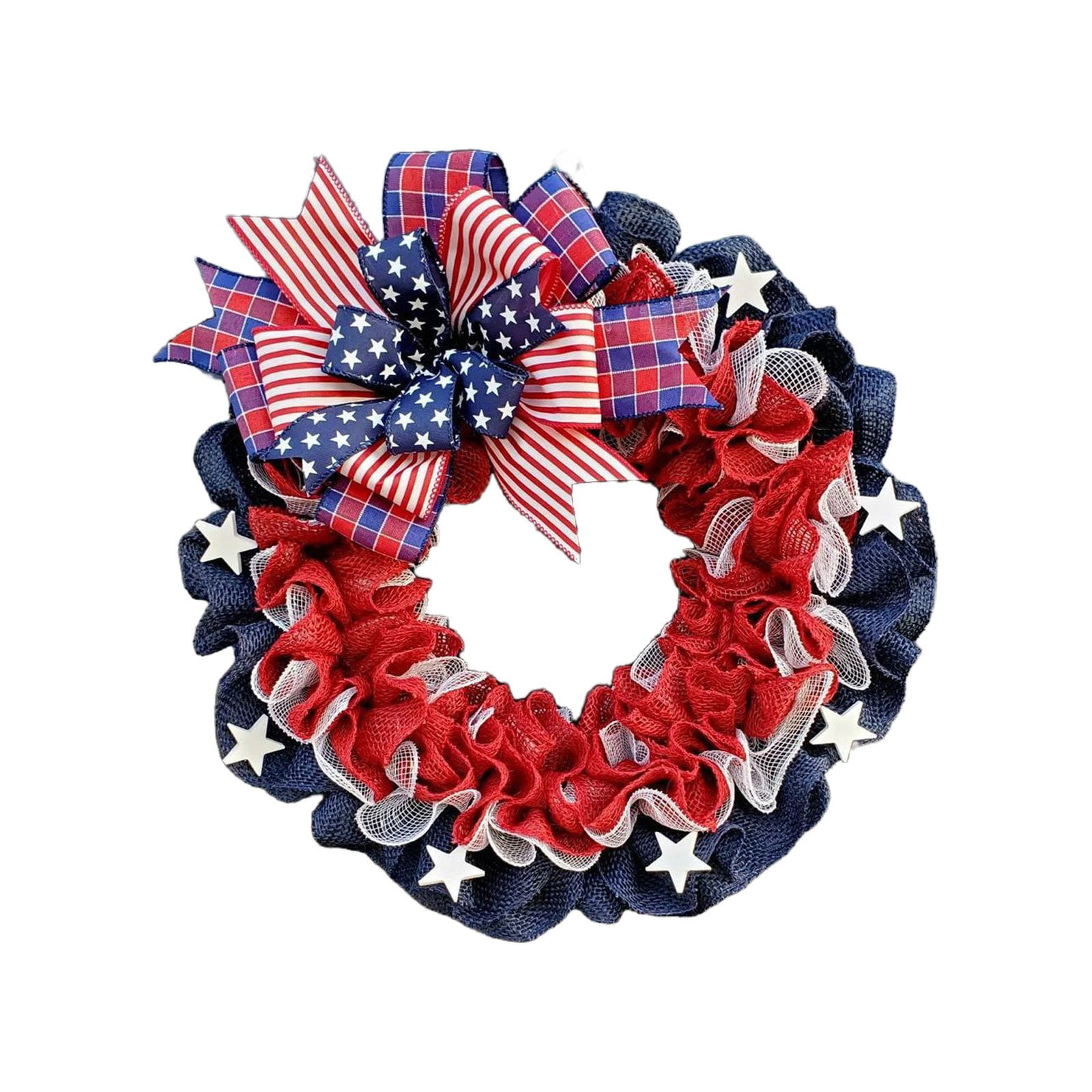 Wreath - Home Brand - Patriotic Red White Blue Flowers Wreath for Front ...