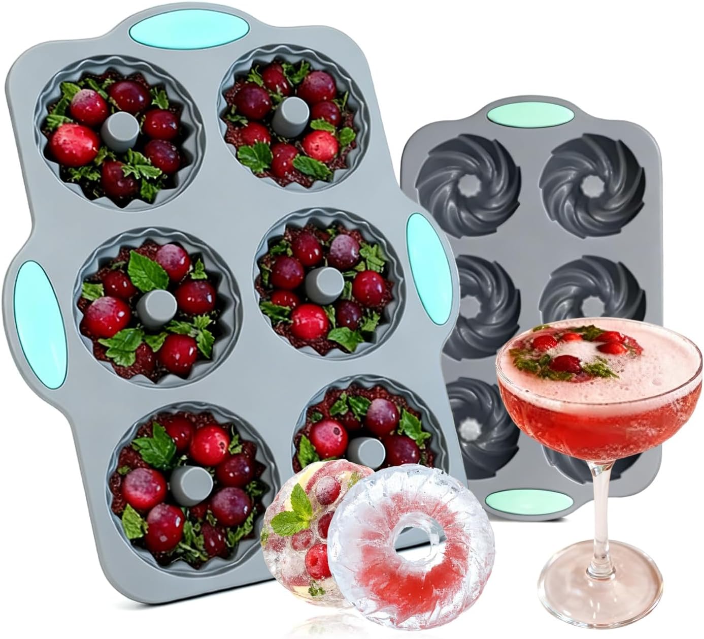 Wreath Ice Mold, 2026 New Silicone Christmas Wreath Ice Cube Tray and ...