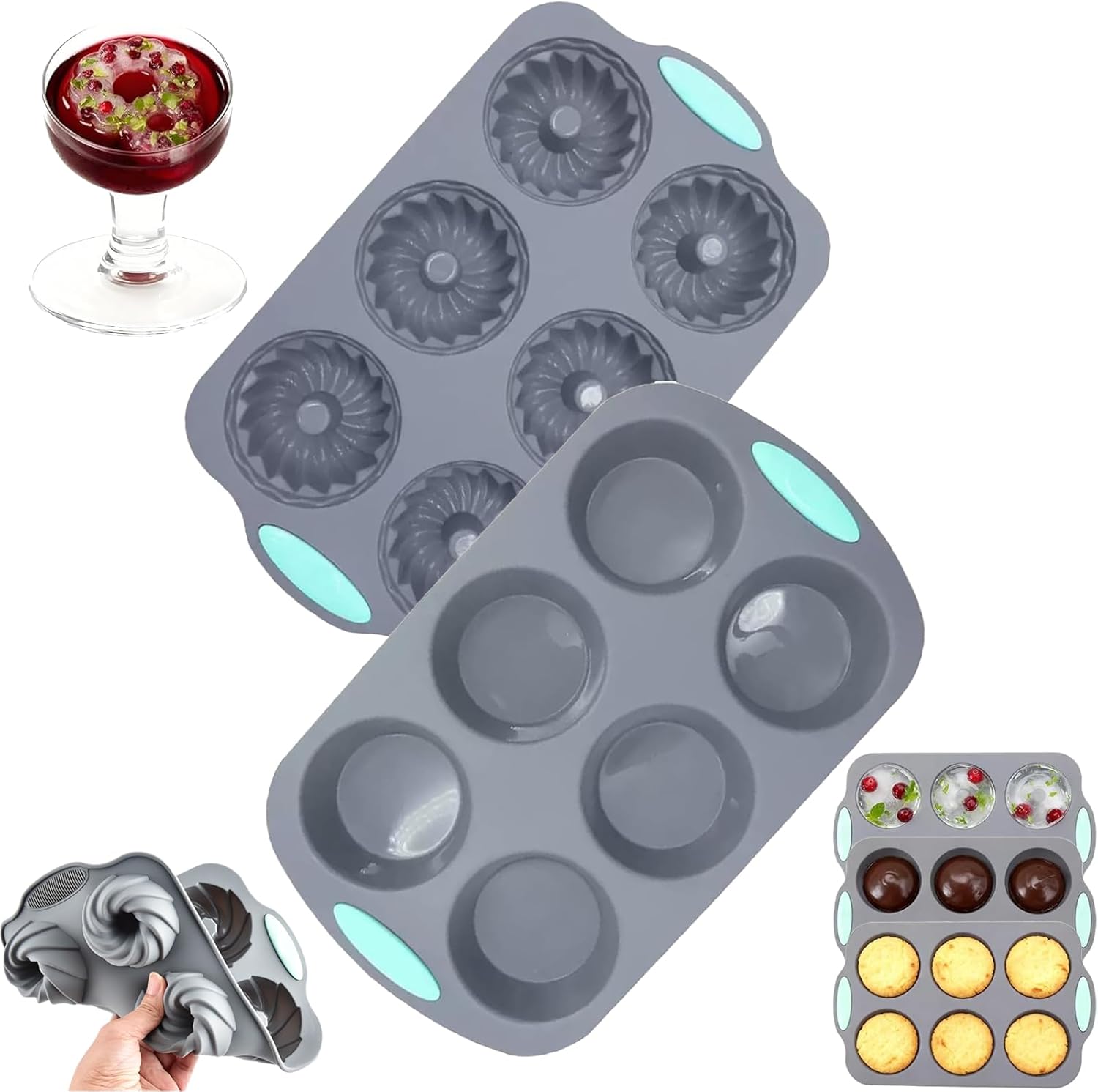 Wreath Ice Mold, Christmas Ice Cube Molds with Snowflake Mold Set ...