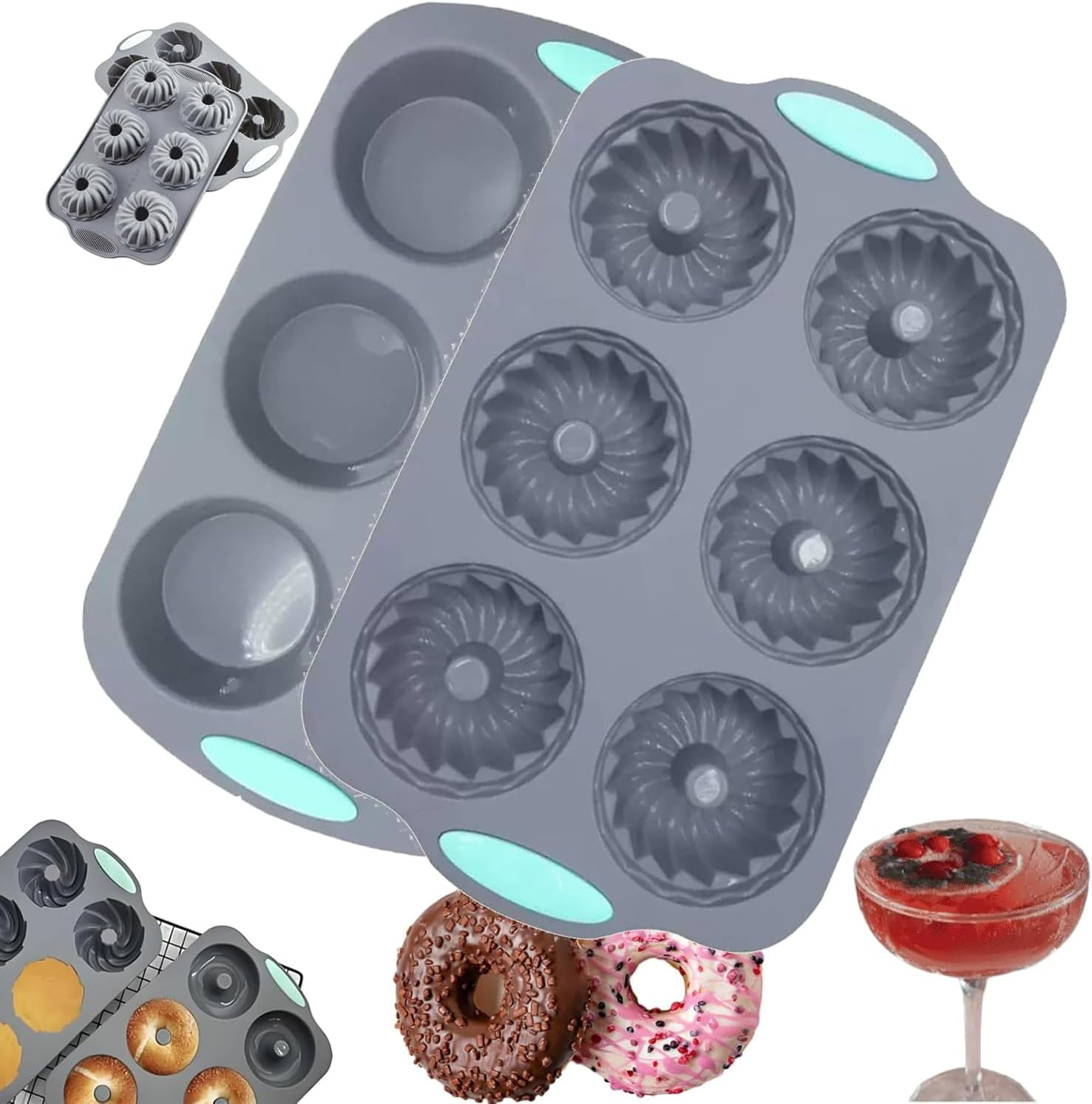 Wreath Ice Mold,Easy Release,Heat and Cold Resistant,Non-Stick,6-Cavity ...