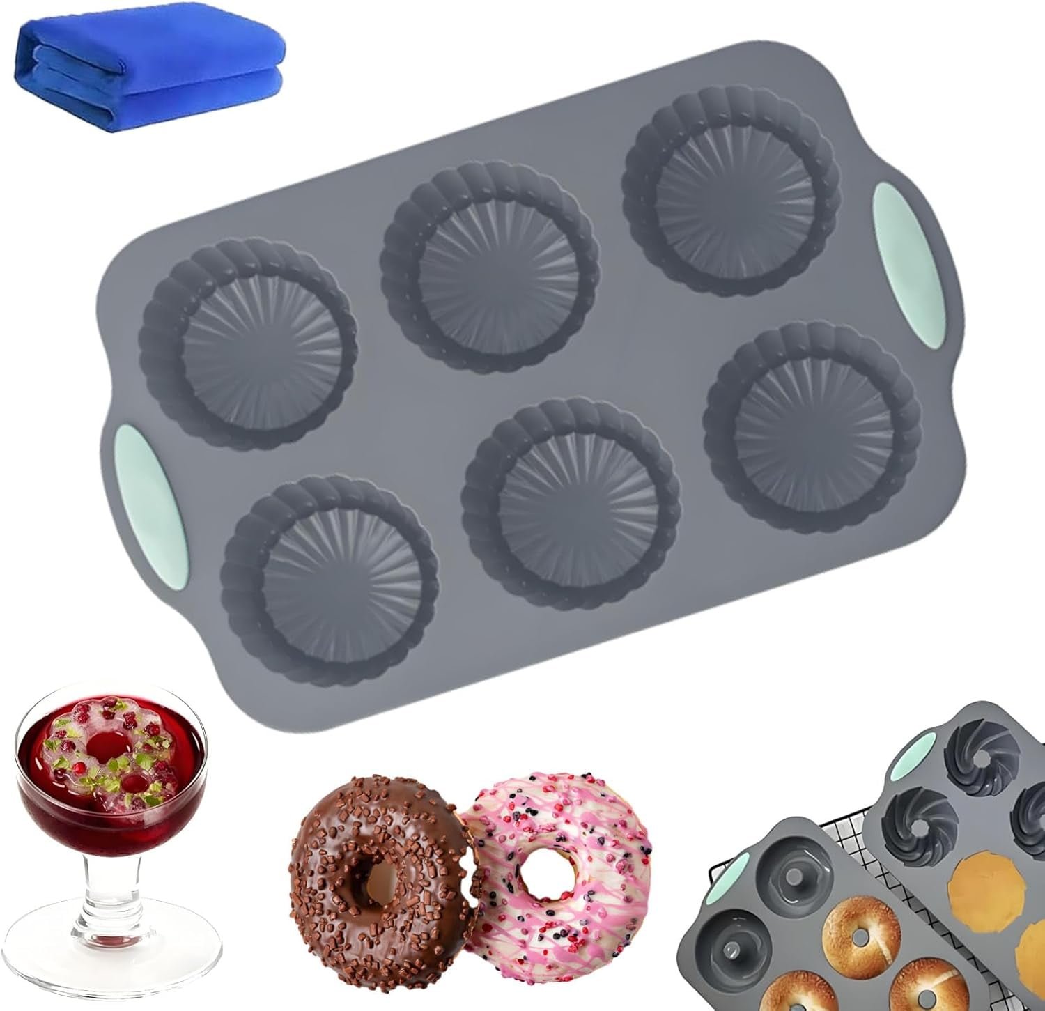 Wreath Ice Mold - Holiday Silicone Wreath Ice Making Tray, 6 DIY Mini ...