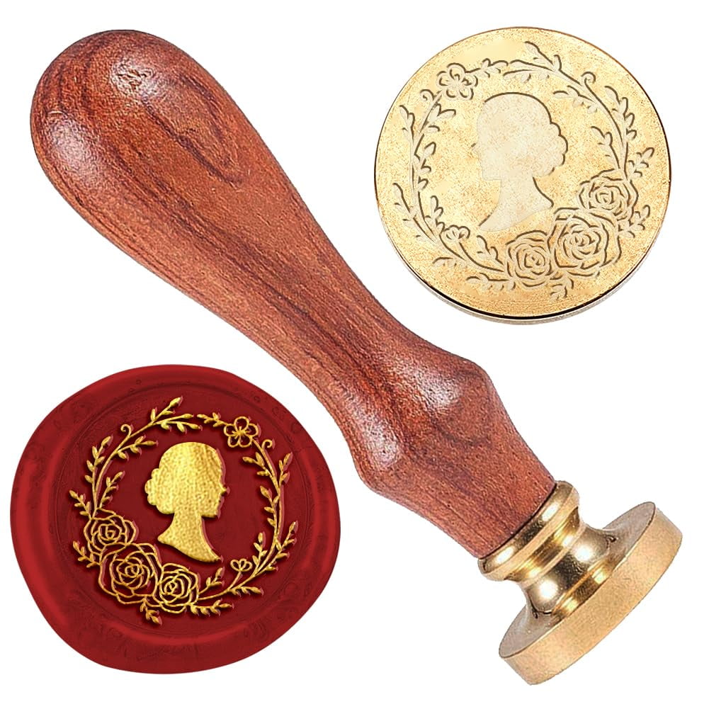 Wreath Lady Wax Seal Stamp Embossed Stamp Sealing Removable 1" Brass ...