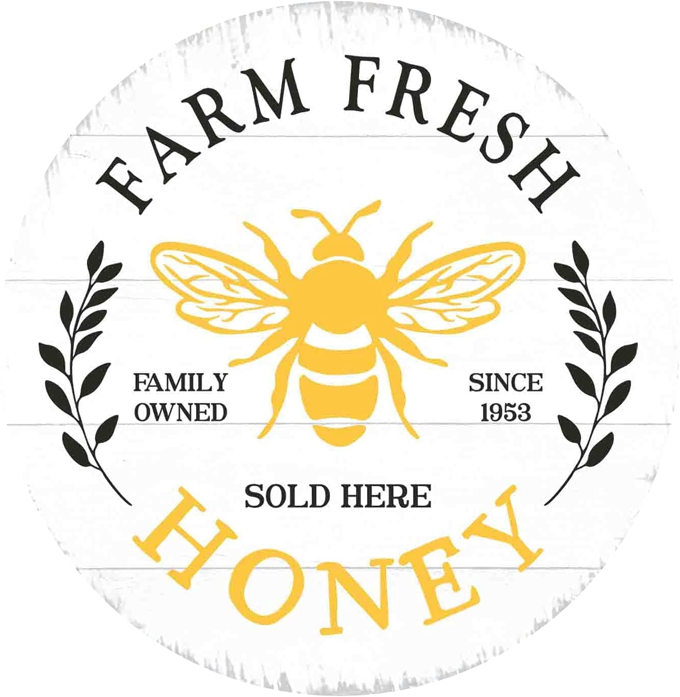 Wreath Round Metal Tin Sign Farm Fresh Honey Farm Logo Vintage ...