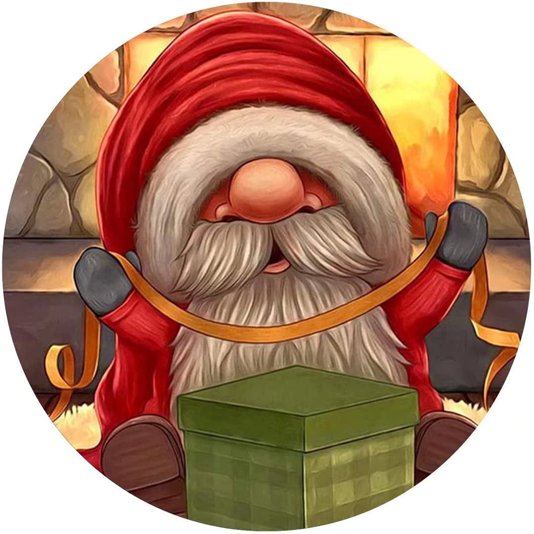 Wreath Round Metal Tin Sign Santa Claus Retro Metal Round Tin Signs ...