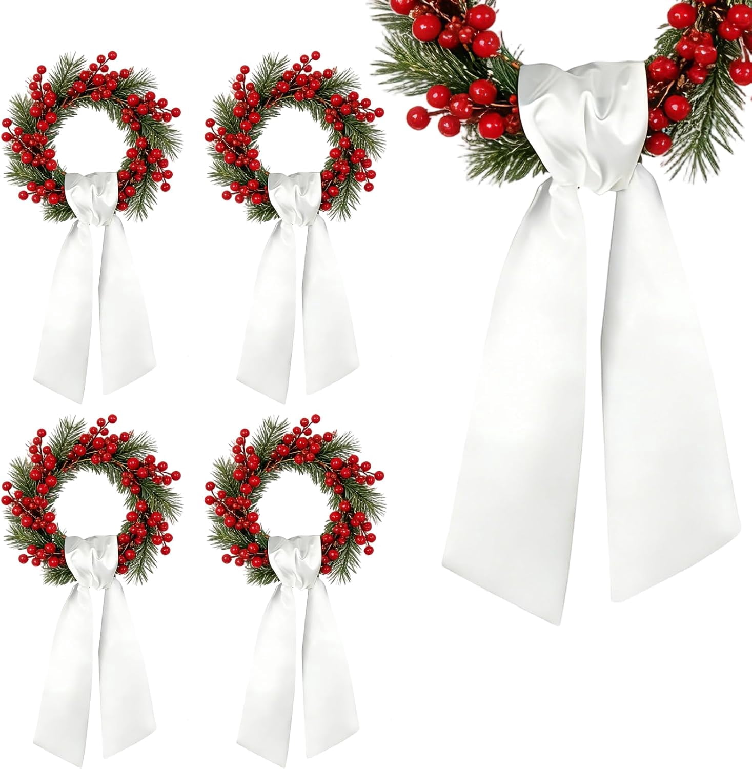 Wreath Sash Set, 4 Pack, 4.5 In X 56 In, Blank White Fabric Banners For ...