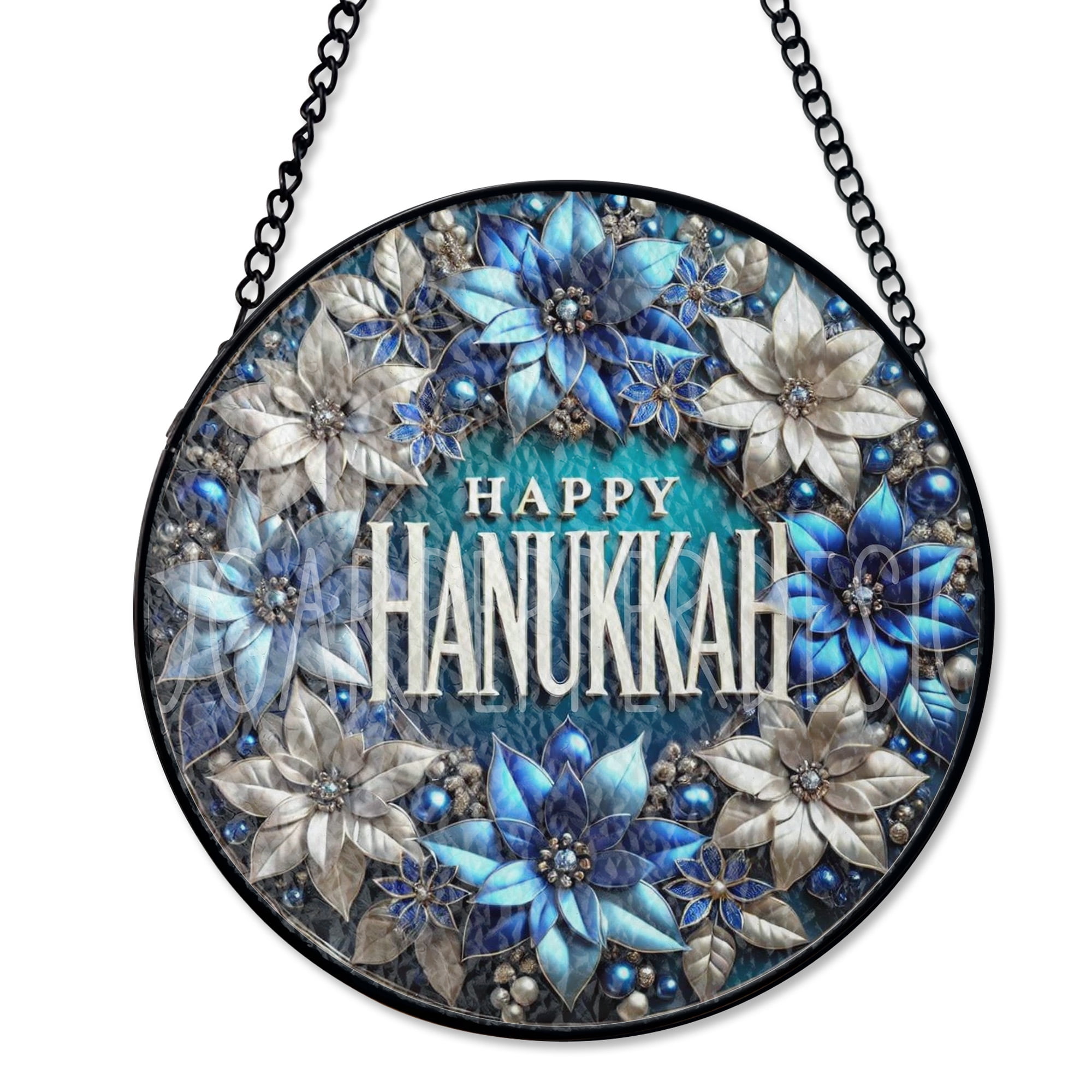Wreath Sign, Happy Hanukkah Wreath Sign, Menorah Wreath Sign, Round ...