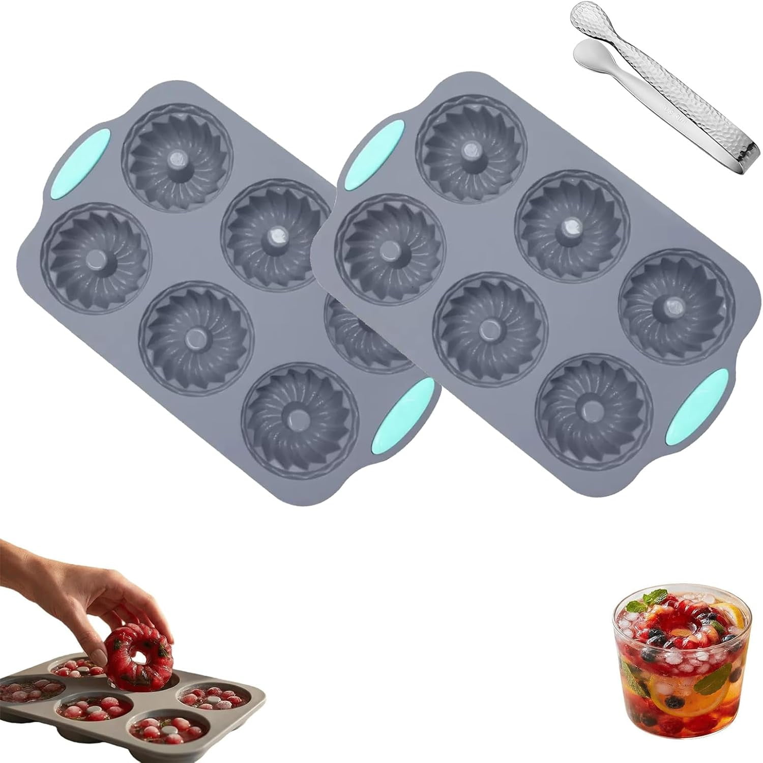 Wreath Silicone Ice Mold, Christmas Wreath Ice Cube Tray, 6 Hole DIY ...