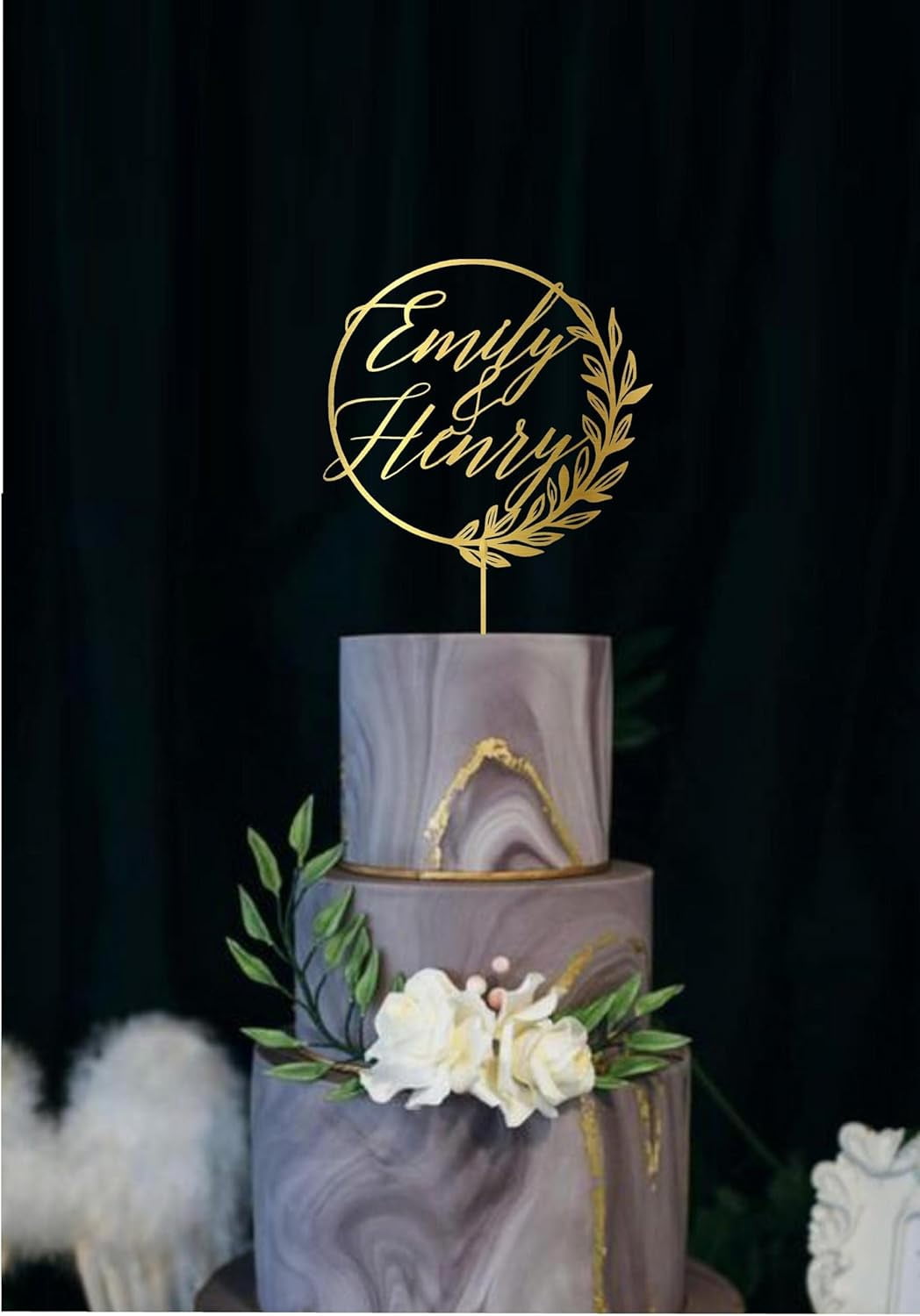 Wreath Wedding Cake Toppers Personalized Name Rustic Cake Topp ...